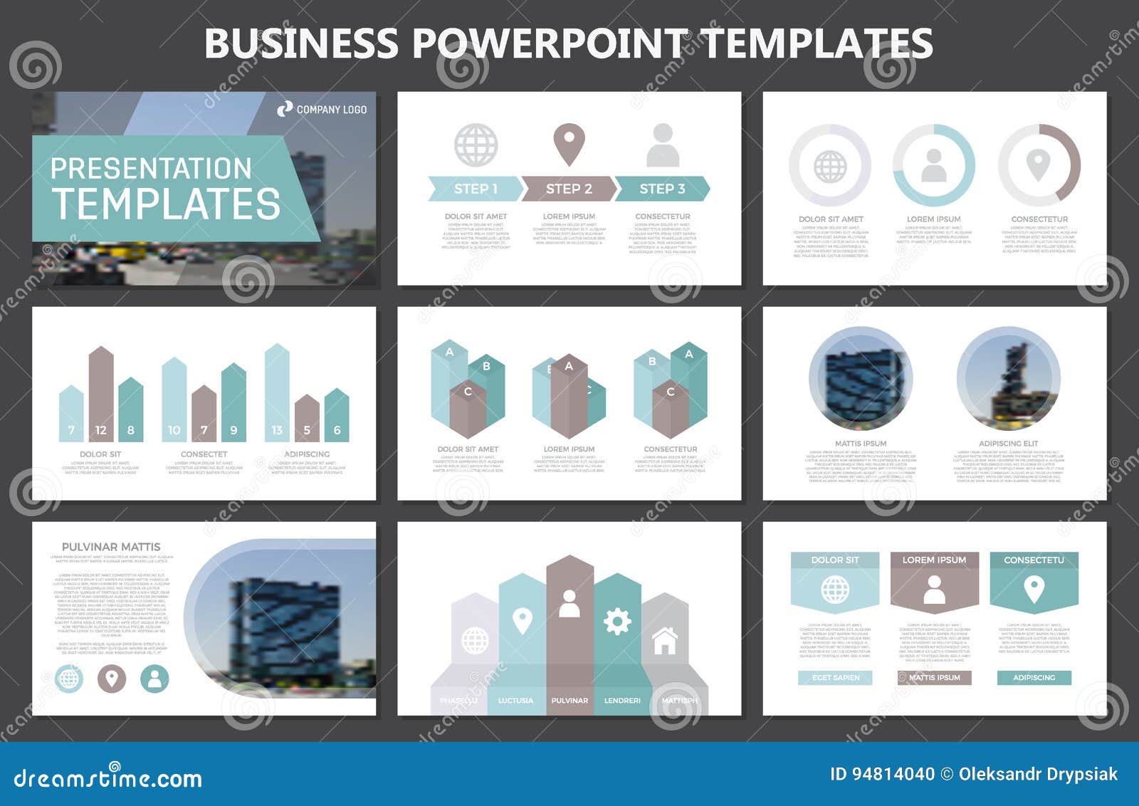 Set of Gray and Turquoise Elements for Multipurpose Presentation ...