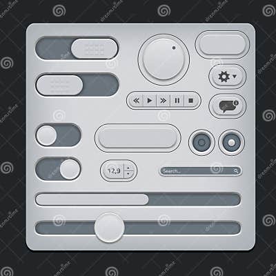 Set of Gray Ui Web Elements Stock Vector - Illustration of element ...