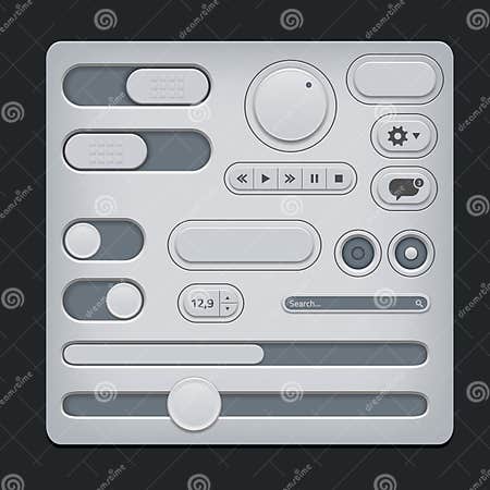 Set of Gray Ui Web Elements Stock Vector - Illustration of element ...
