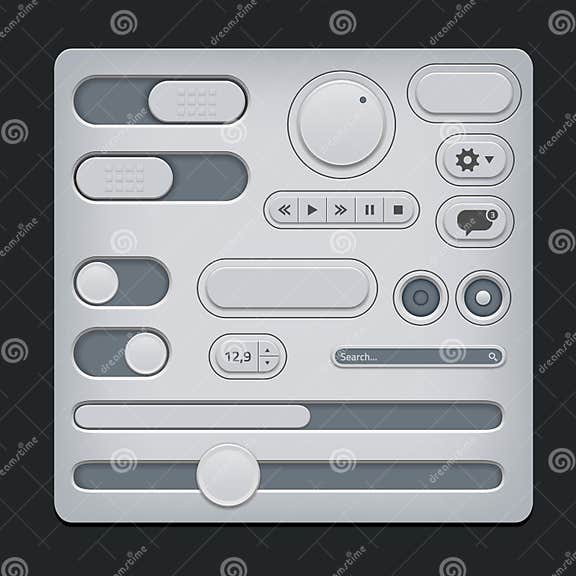 Set of Gray Ui Web Elements Stock Vector - Illustration of element ...