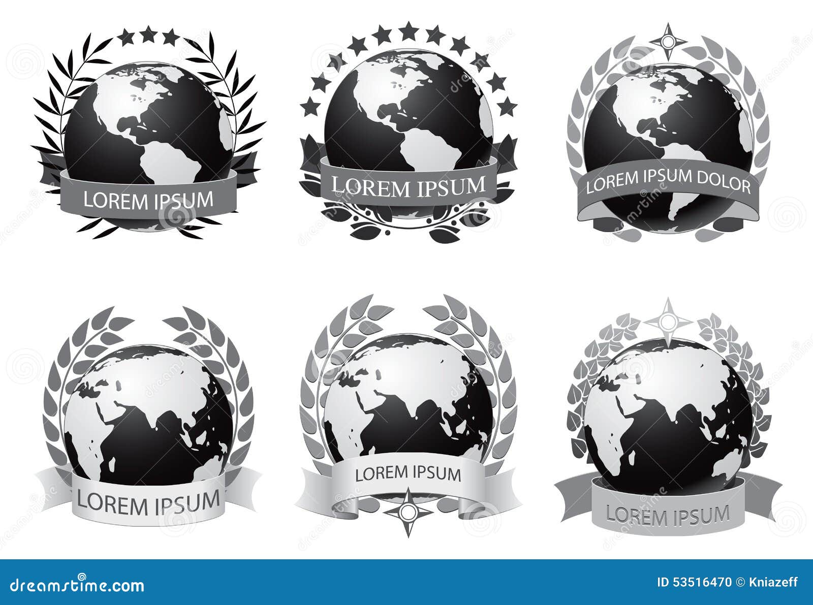 Set of Grayscale Images Similar To the Emblems and Logos Stock Vector ...