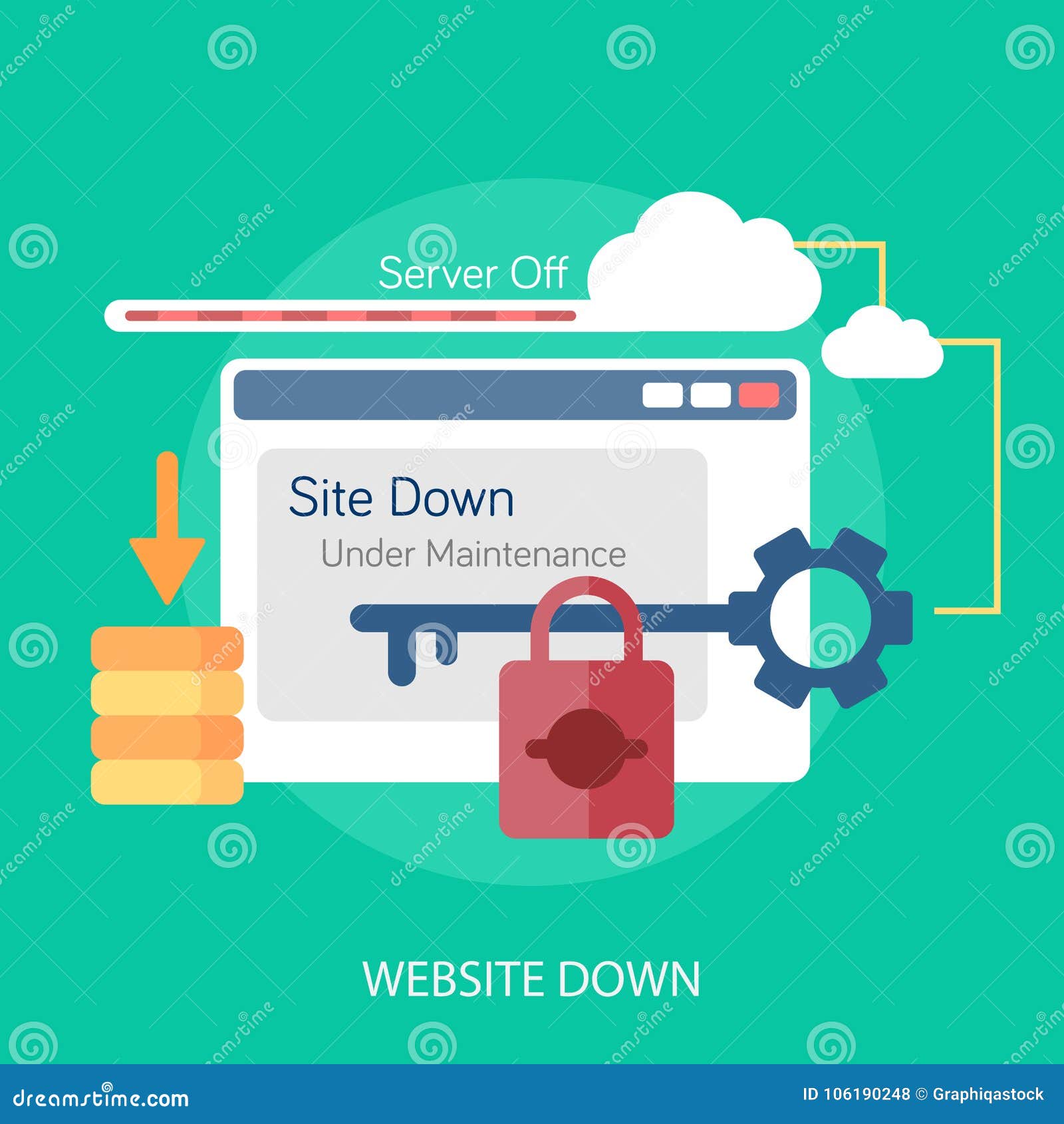 Website Down Conceptual Design Stock Vector - Illustration of breakdown ...