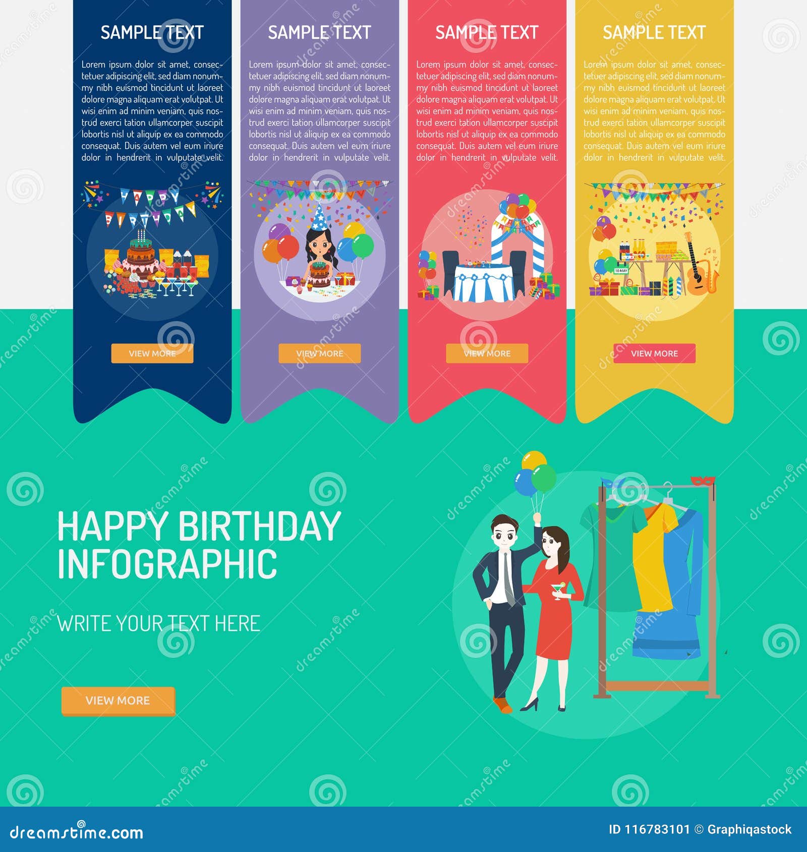 Happy Birthday infographic stock illustration. Illustration of holiday ...