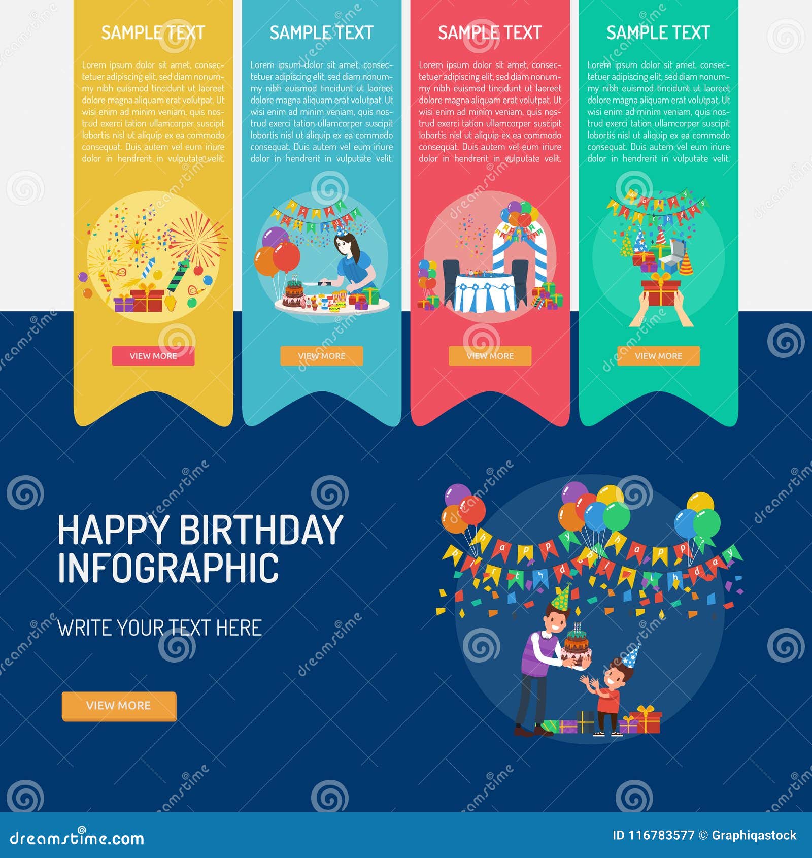 Happy Birthday infographic stock illustration. Illustration of ...