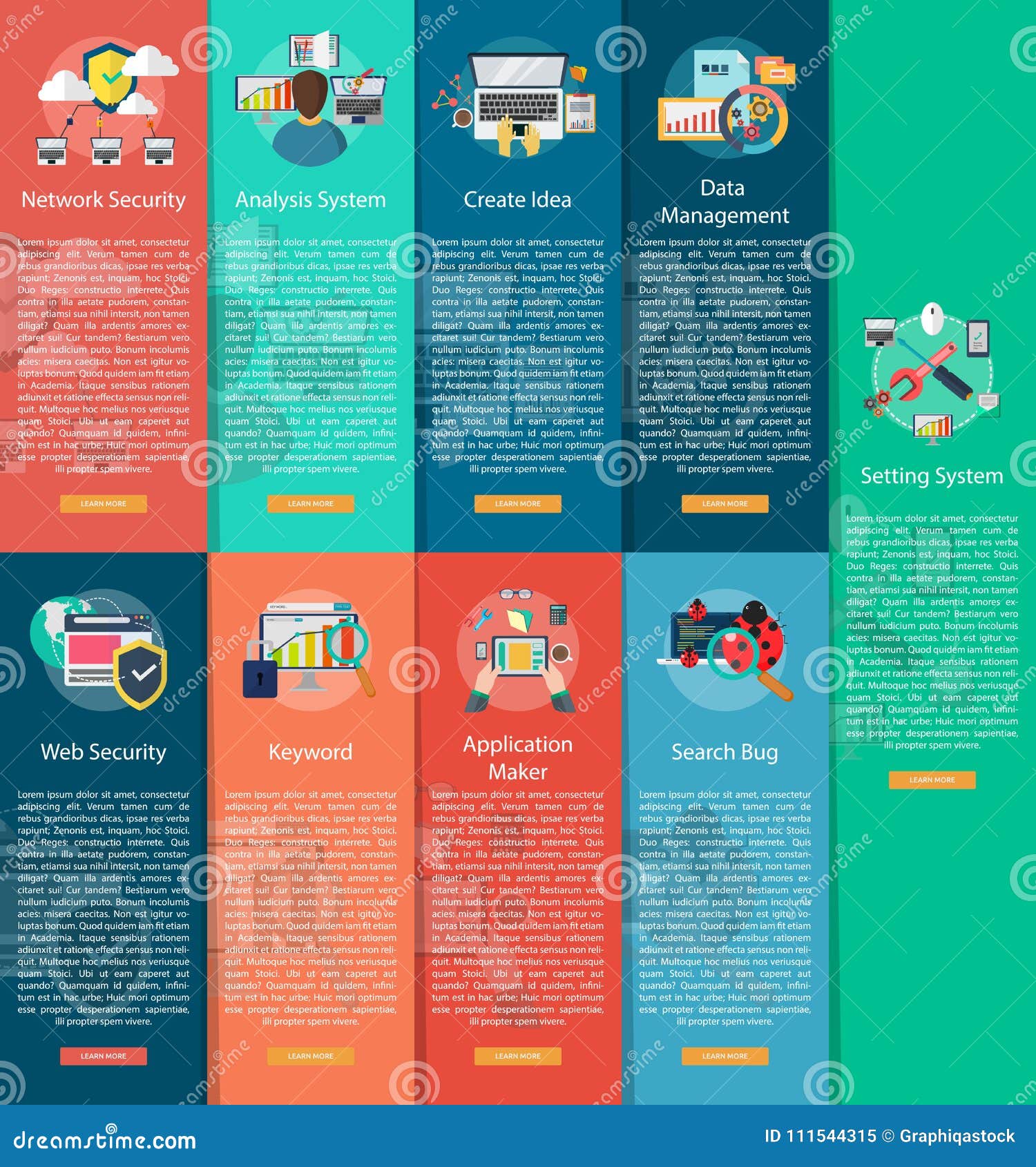 Web and Development Vertical Banner Concept Stock Illustration ...