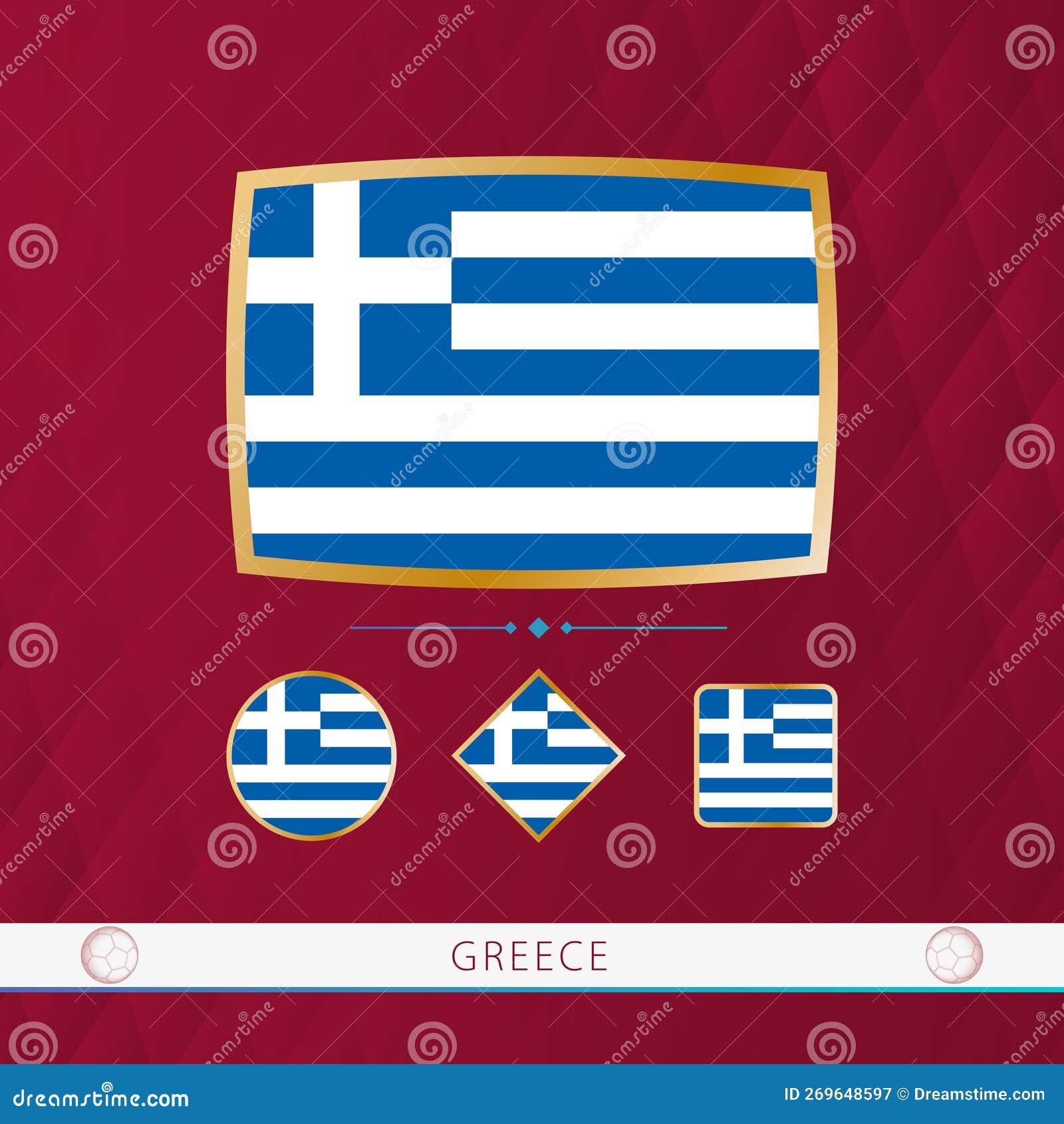 Greece Flags Set. Vector Collection Of Grecian National Flags. Flat ...