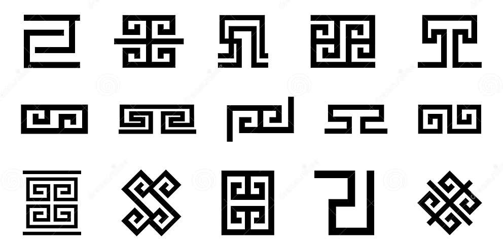 Set of Greek Key Borders Element. Geometric Meander. Meander Geometric ...