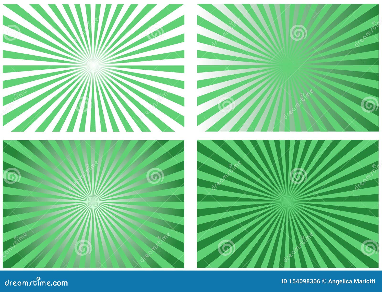Set Green Sunburst Retro Backgrounds Vector Stock Vector - Illustration ...