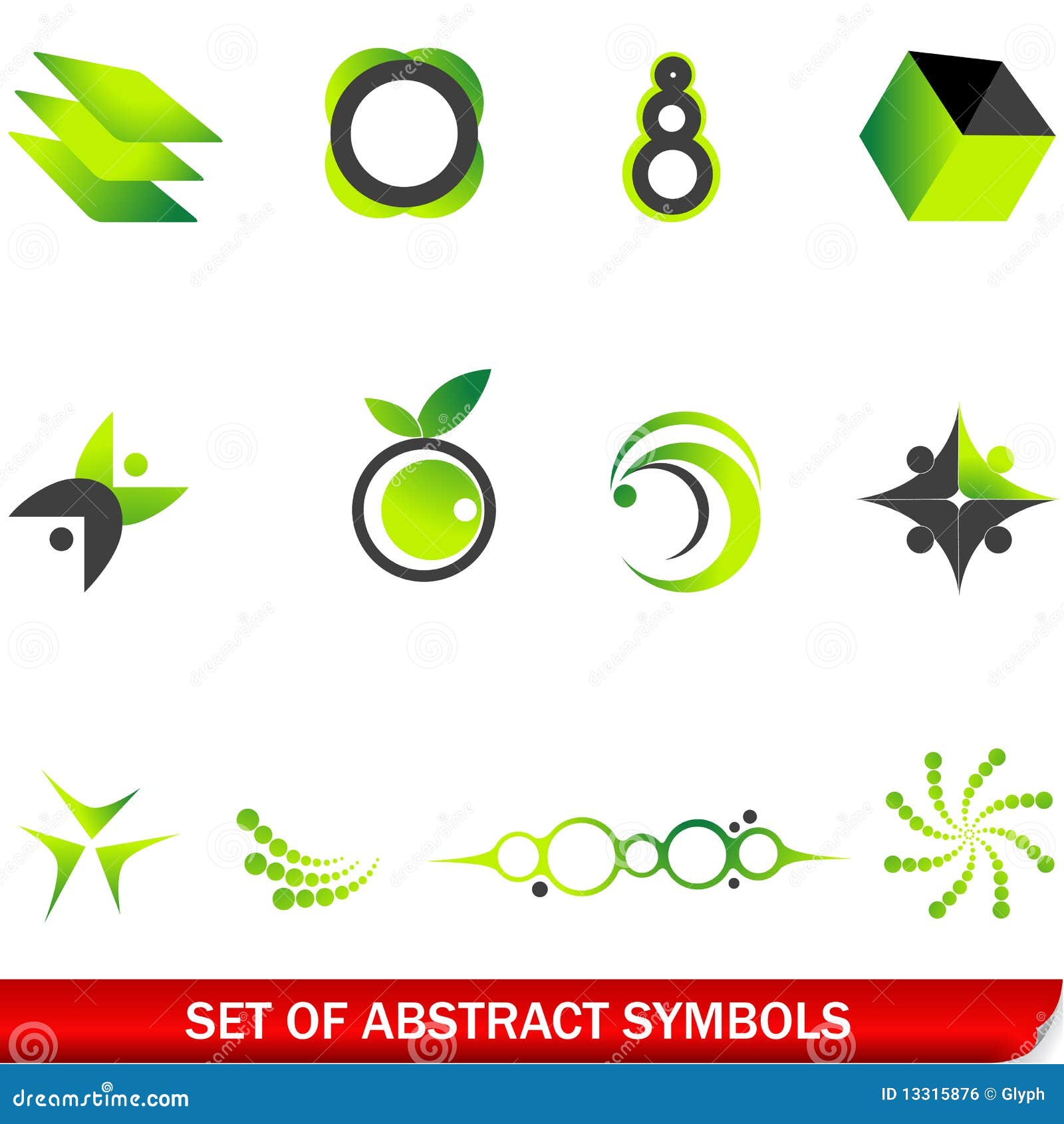 Set Of Green Abstract Symbols Royalty Free Stock Image - Image: 13315876