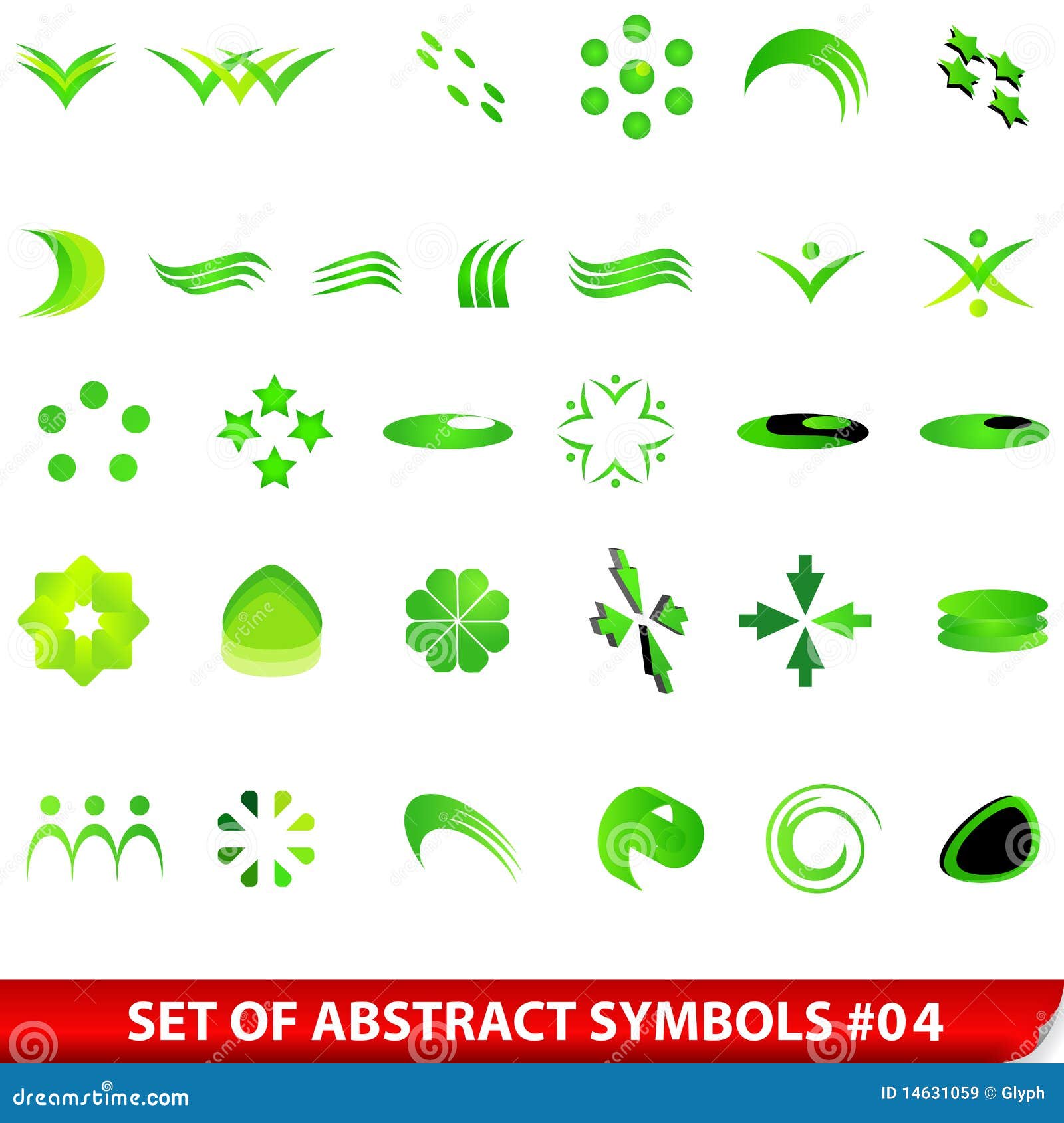 Set of Green Abstract Symbols Stock Vector - Illustration of colored ...