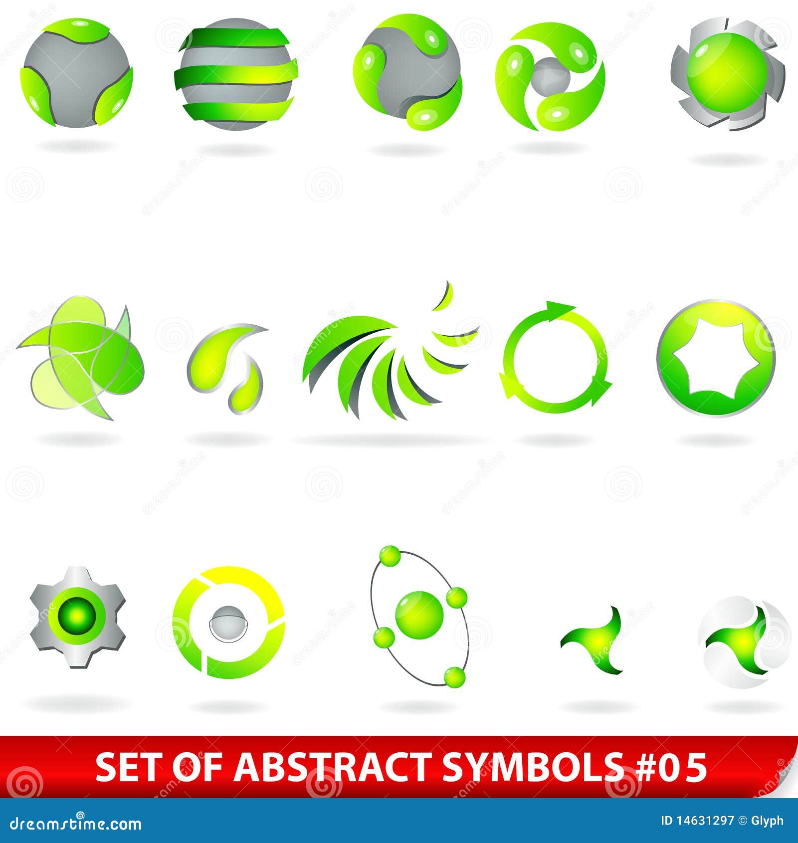 Set of Green Abstract Symbols Stock Vector - Illustration of icon ...