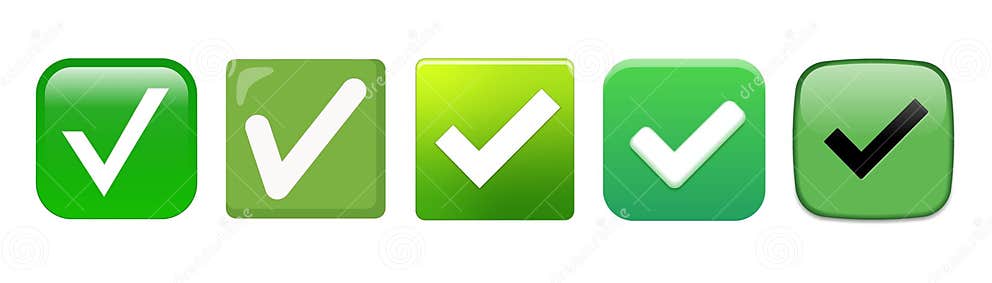 Set of Green Approval Checkmarks Symbols Stock Illustration ...