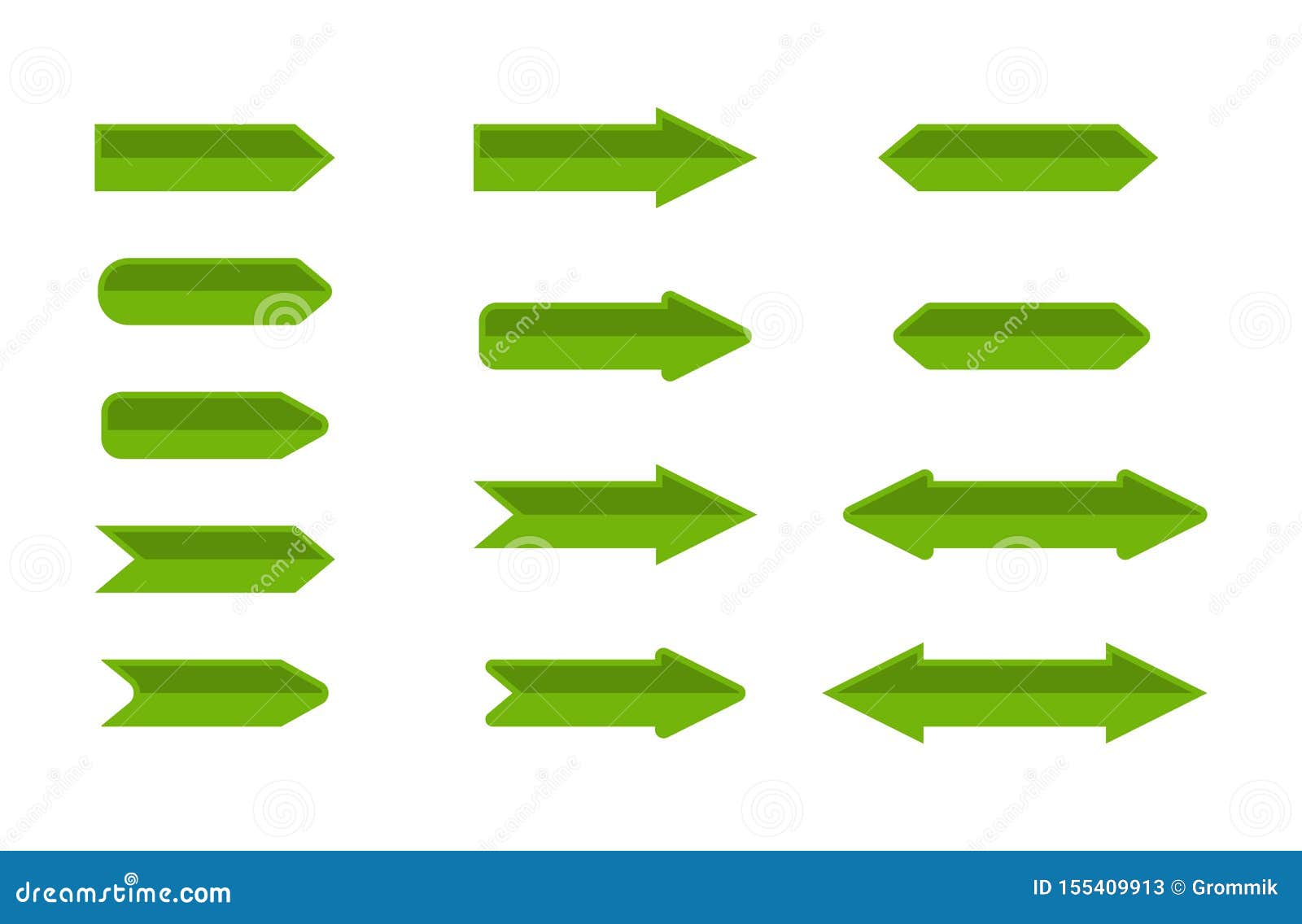 Set of Green Arrows of Different Shapes and Configurations for Design ...