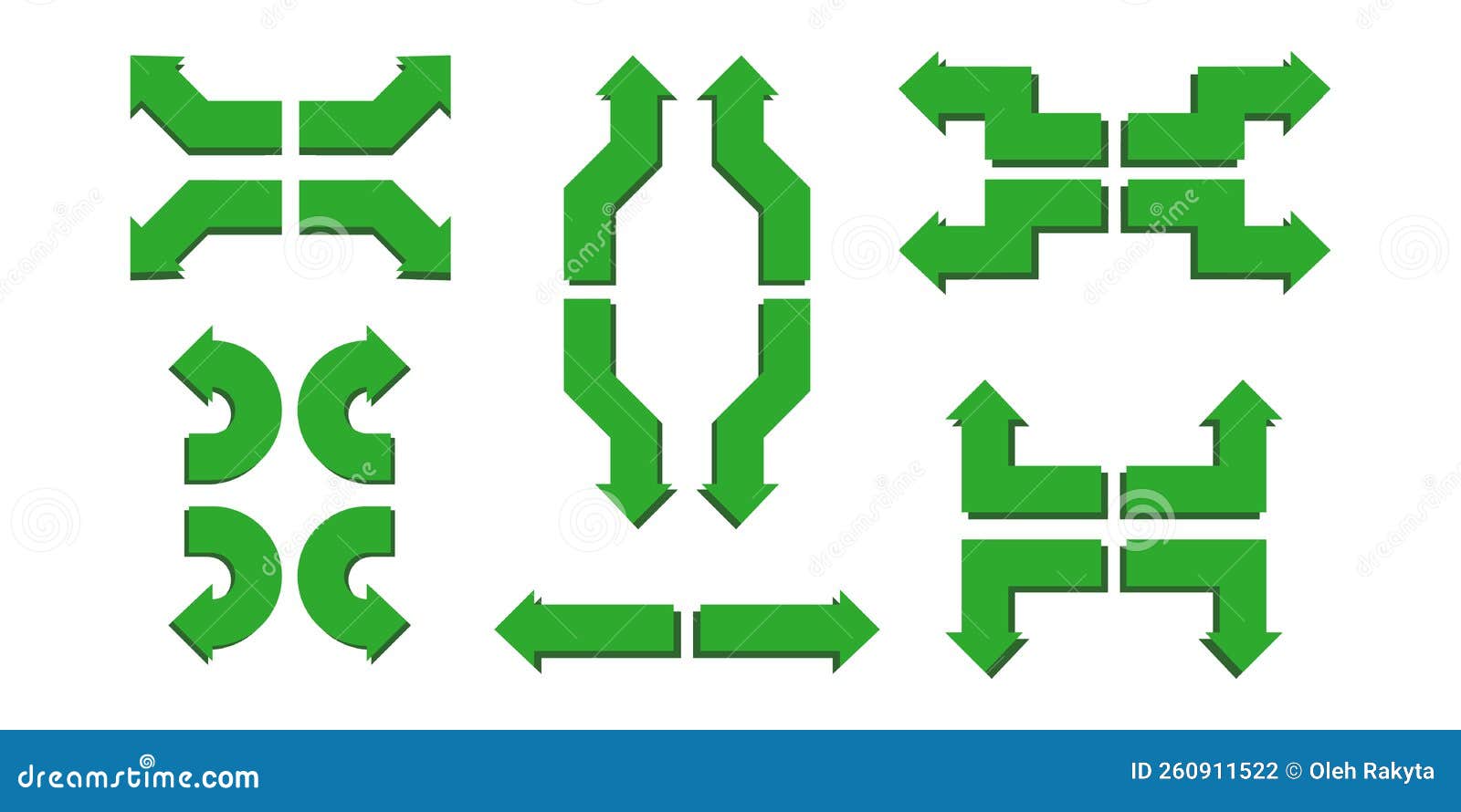 A Set of Green Arrows on a White Background. Different Forms and ...