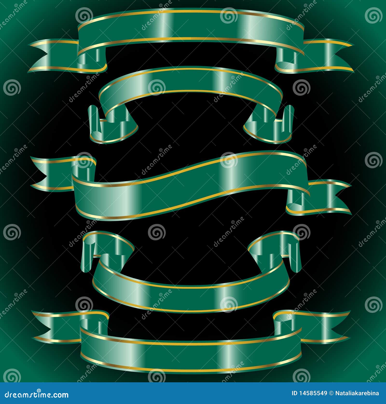 A set of green banners stock vector. Illustration of decoration - 14585549