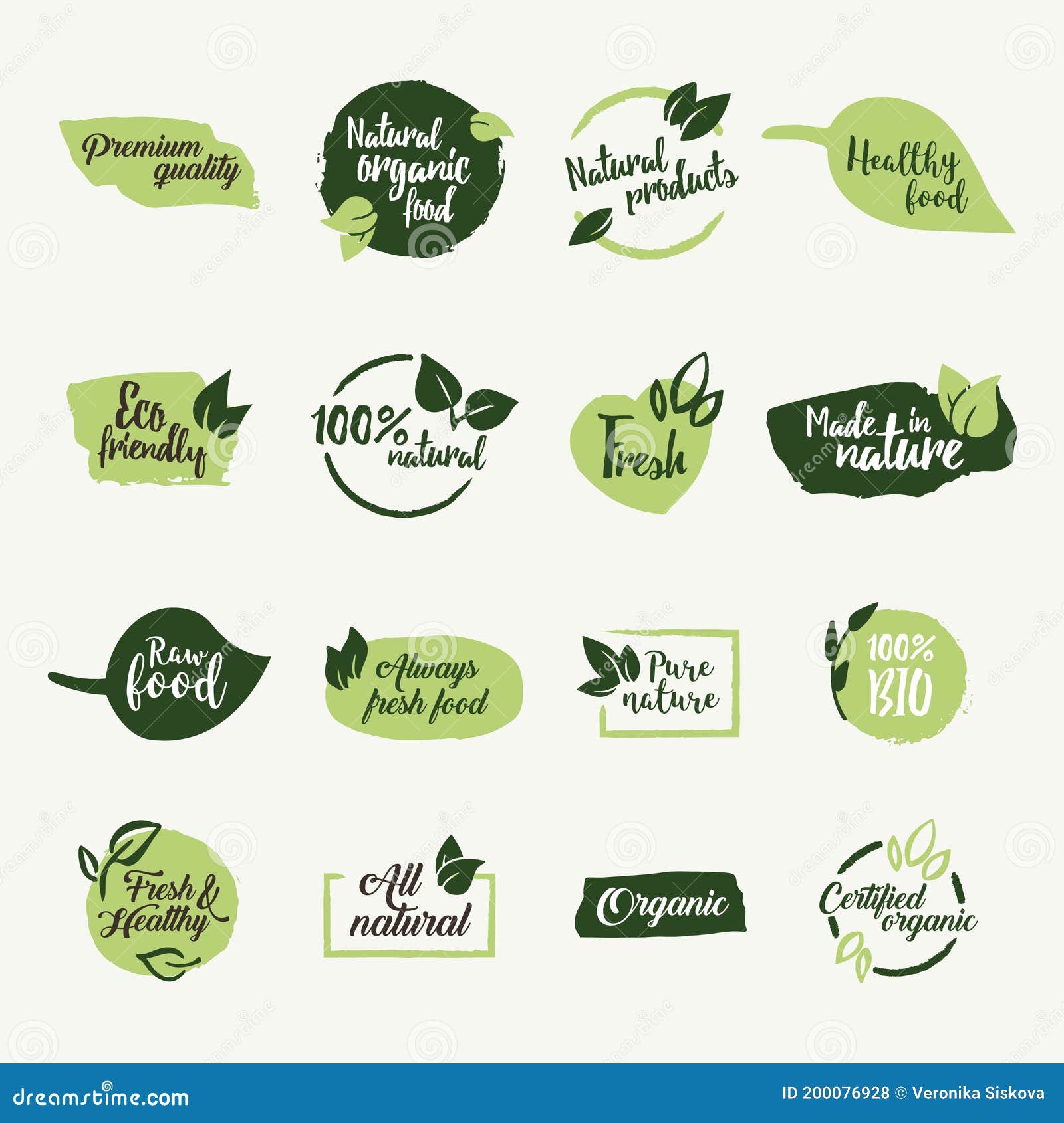 Set of Green Bio Labels, Tags and Elements Stock Vector - Illustration ...