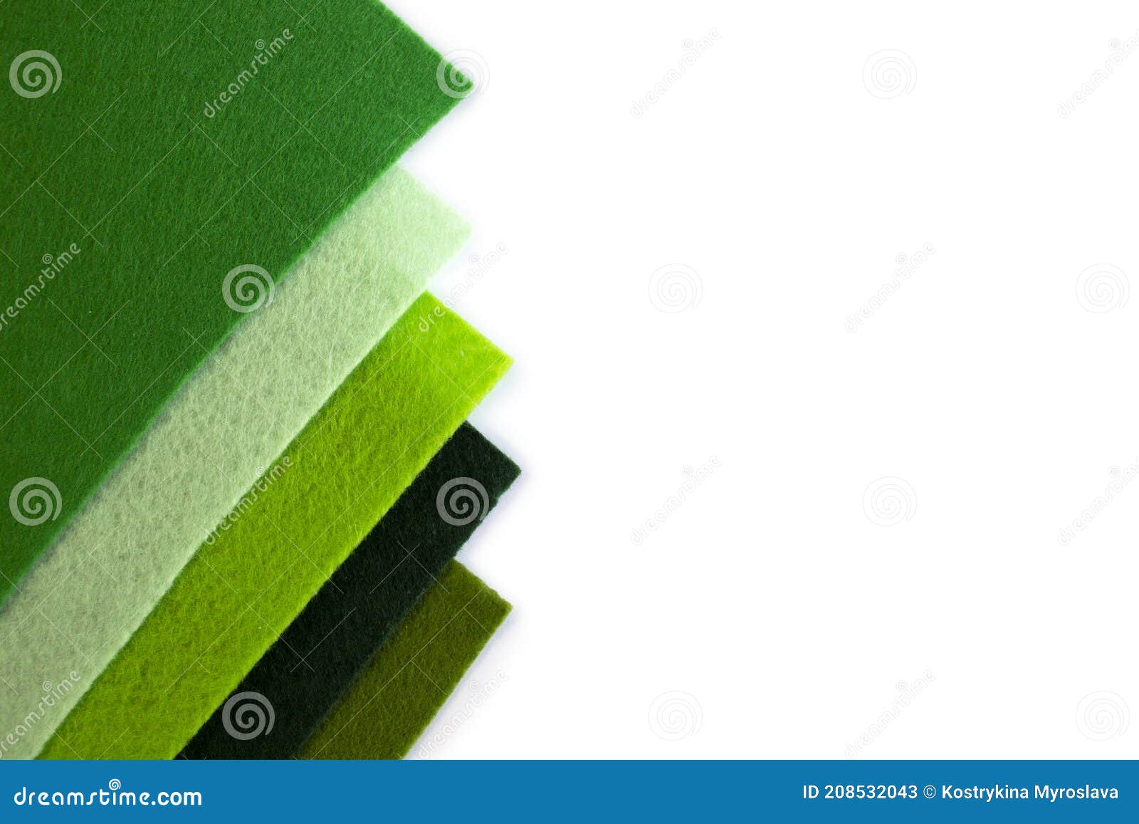 Set of Green Bright Color Felt Samples, Multicolor, Bright, Closeup on ...