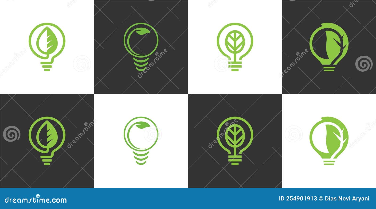 Green Bulb Logo Design Vector with Leaf Logo Design Stock Vector ...