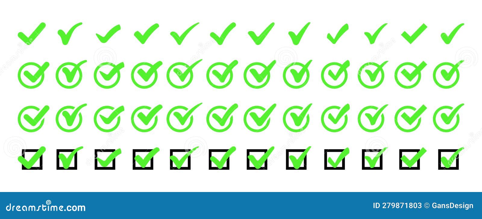 Set of Green Check Mark. Confirmation Icons Collection Stock Vector ...