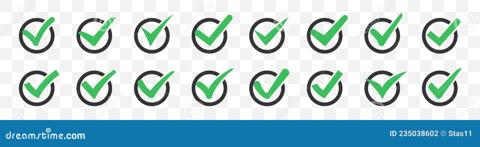 Set of Green Check Marks or Ticks Icons Stock Vector - Illustration of ...