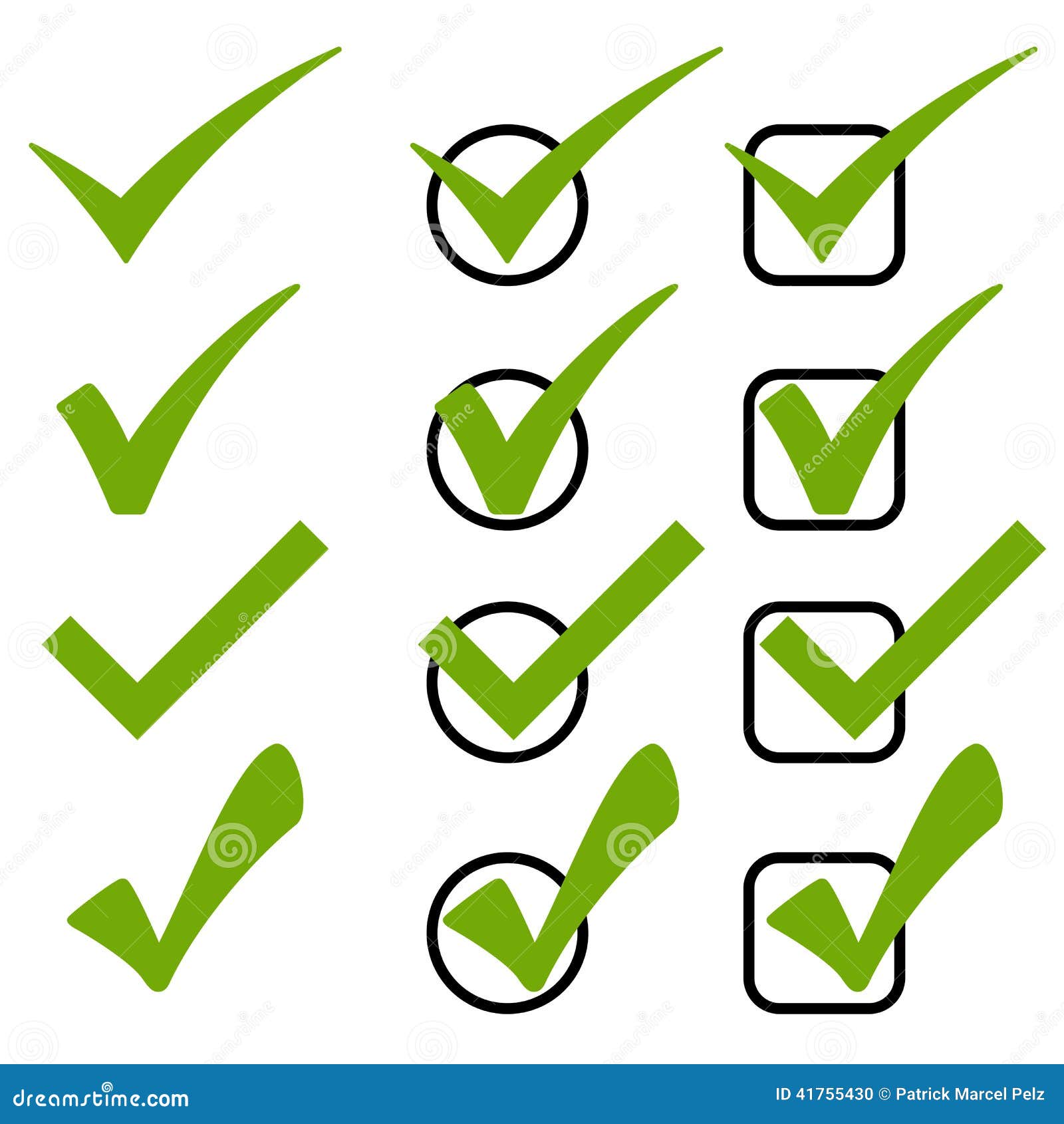 Set of green checks stock vector. Illustration of agreed - 41755430