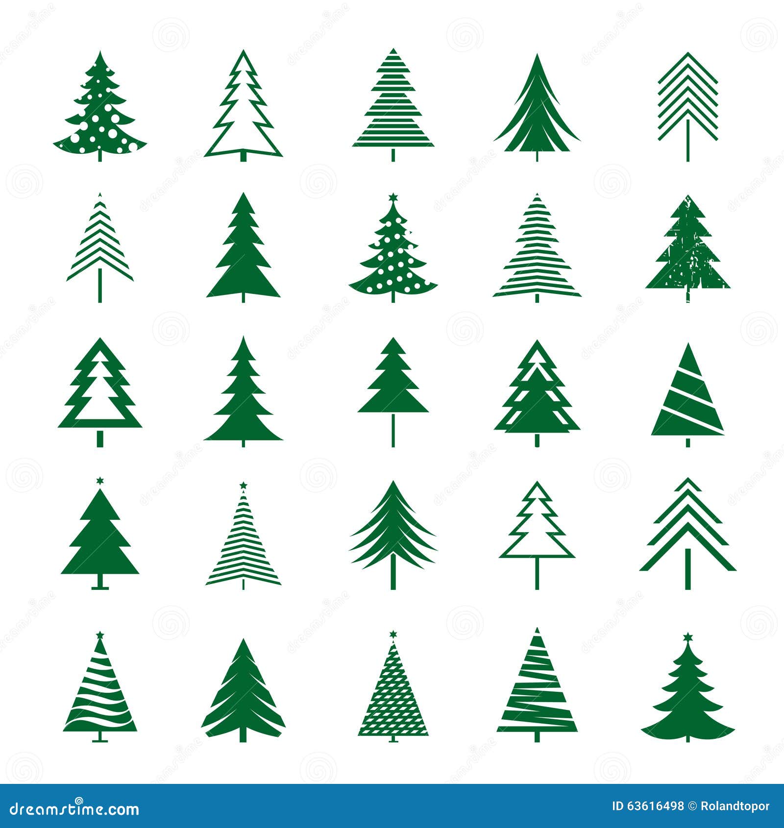 Set of Green Christmas Trees. Vector Icon. Stock Illustration ...