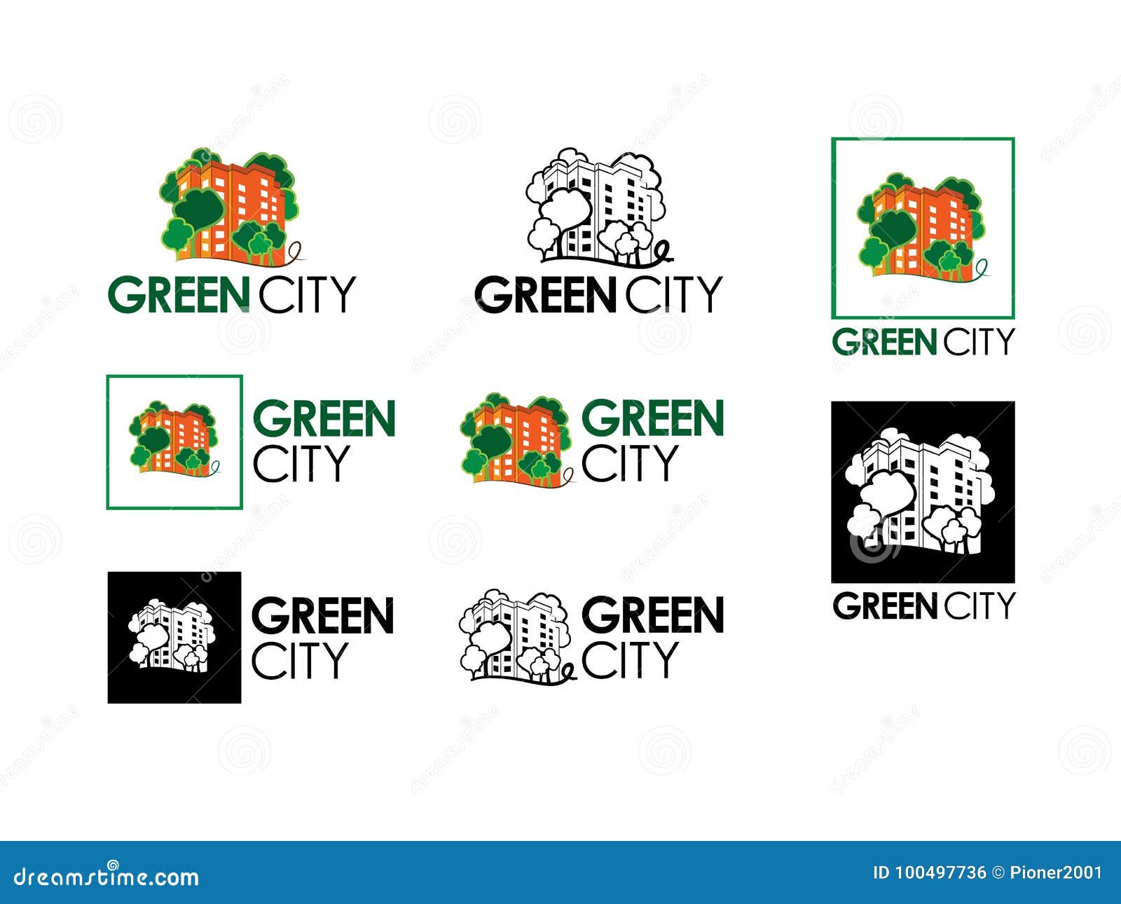 Green city logos stock vector. Illustration of building - 100497736
