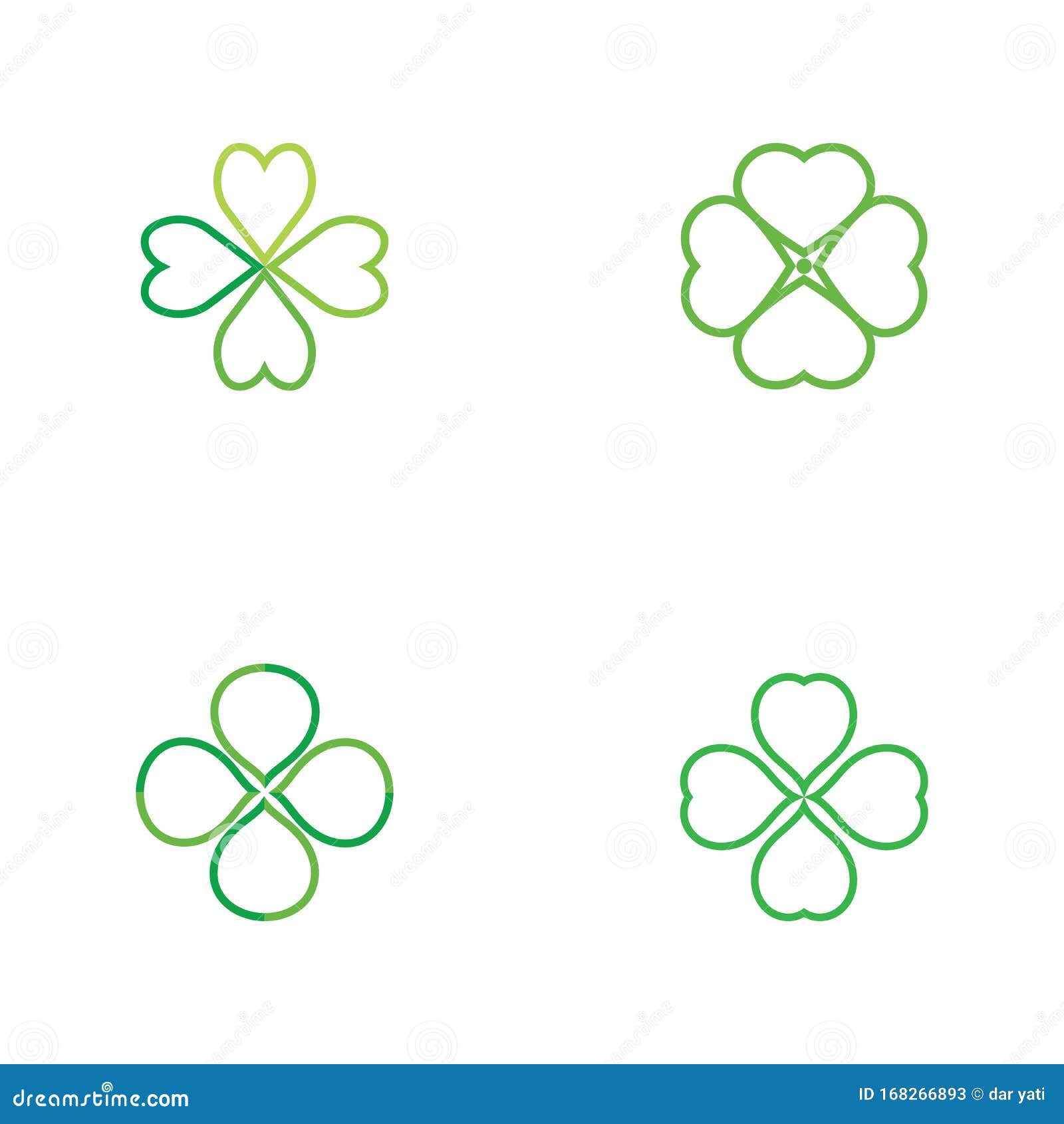 Set of Green Clover Leaf Icon Template Design Stock Vector ...