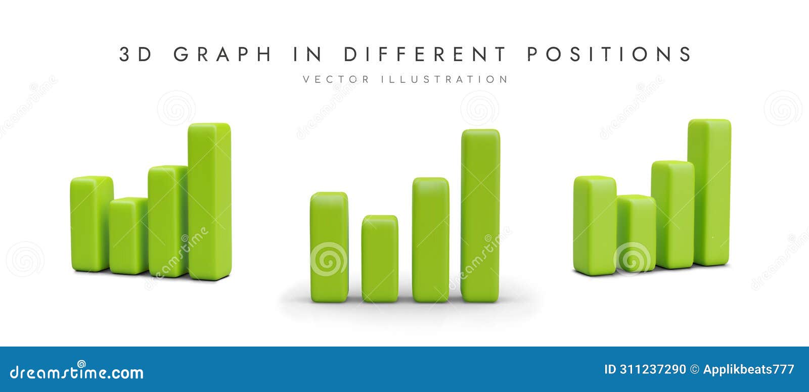 Set of Green Column 3D Graphs in Different Positions. Keeping ...