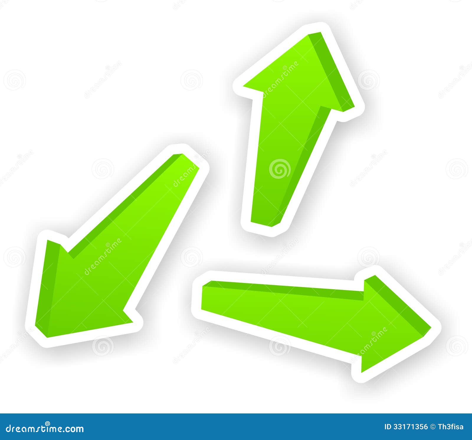 Set of Green 3D Arrow Stickers Stock Illustration - Illustration of ...