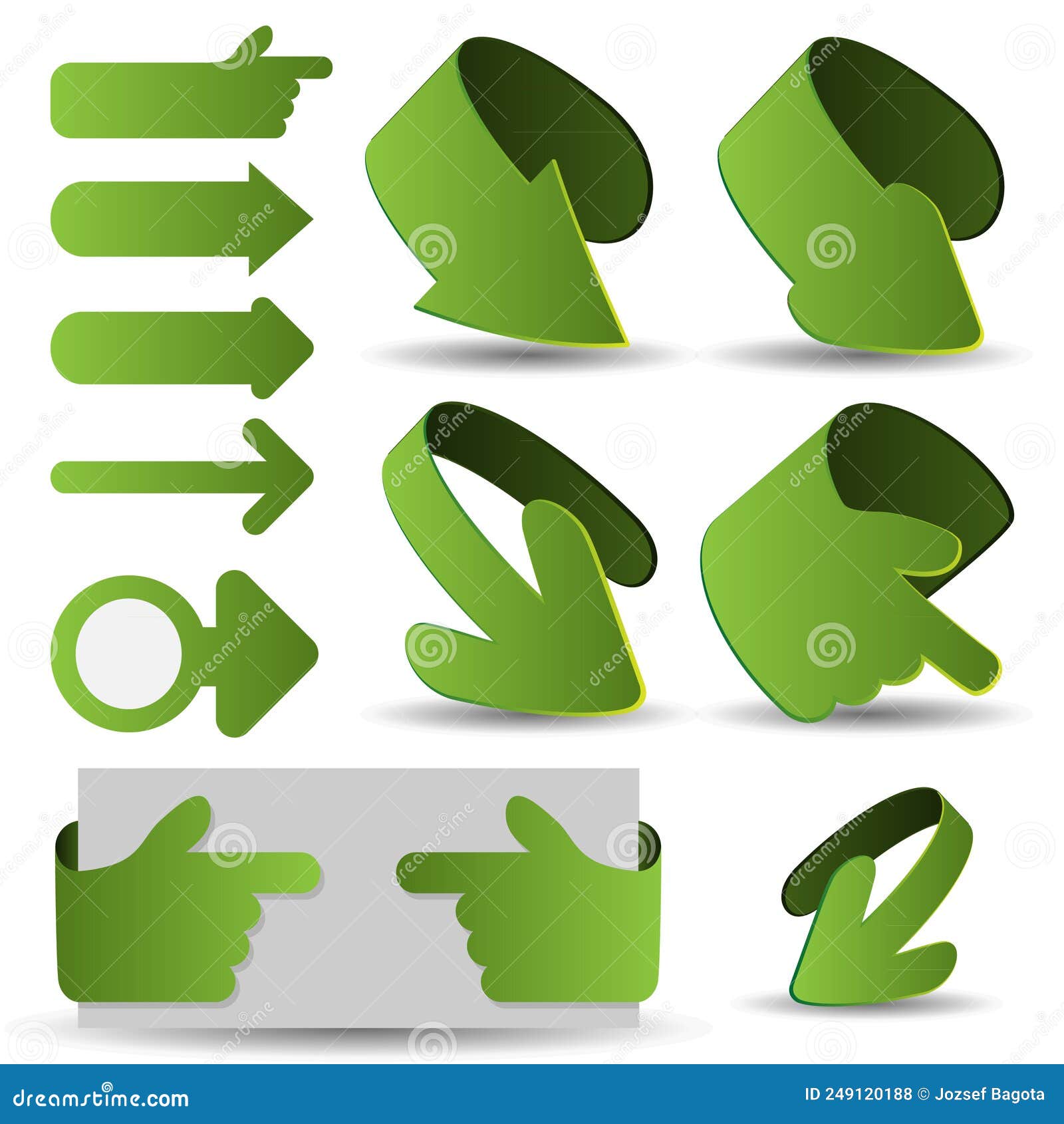 Set of Green 3D Paper Cut Arrow Illustrations Clip-Art Stock Vector ...