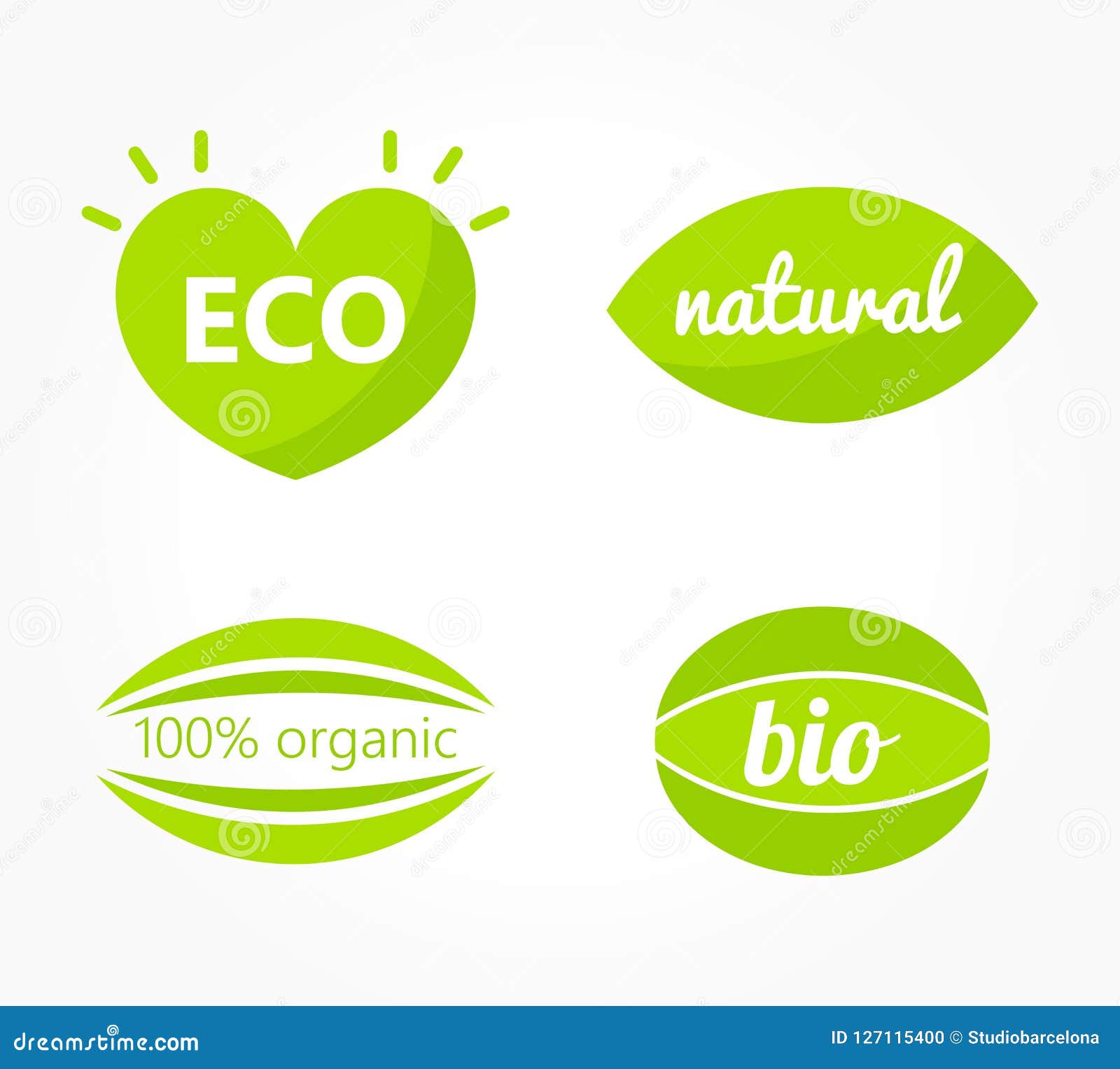 Set of green eco symbols stock vector. Illustration of earth - 127115400