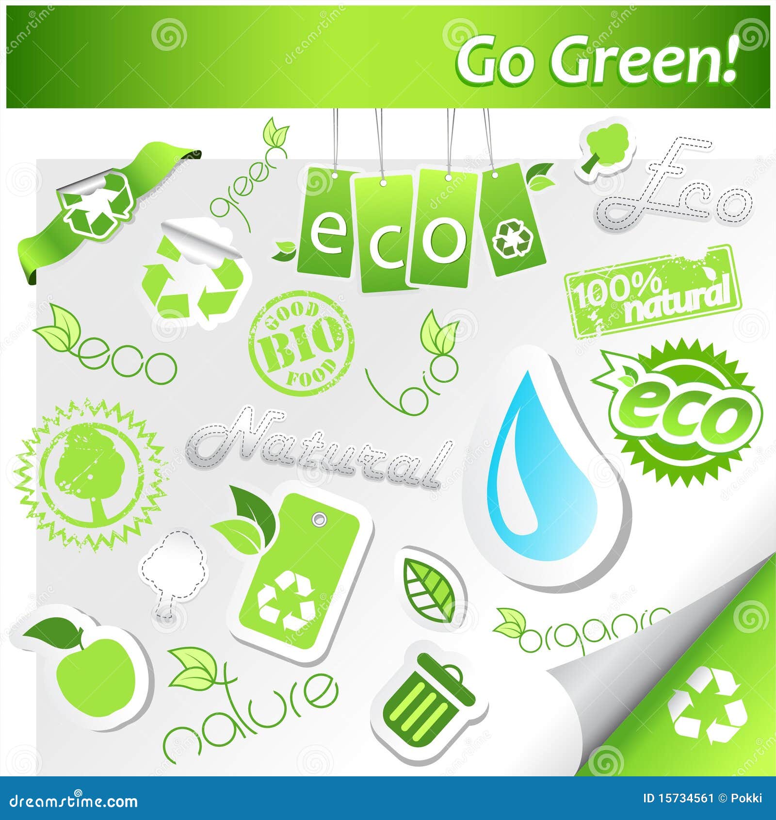 Set of Green Ecology Icons. Stock Vector - Illustration of nature ...