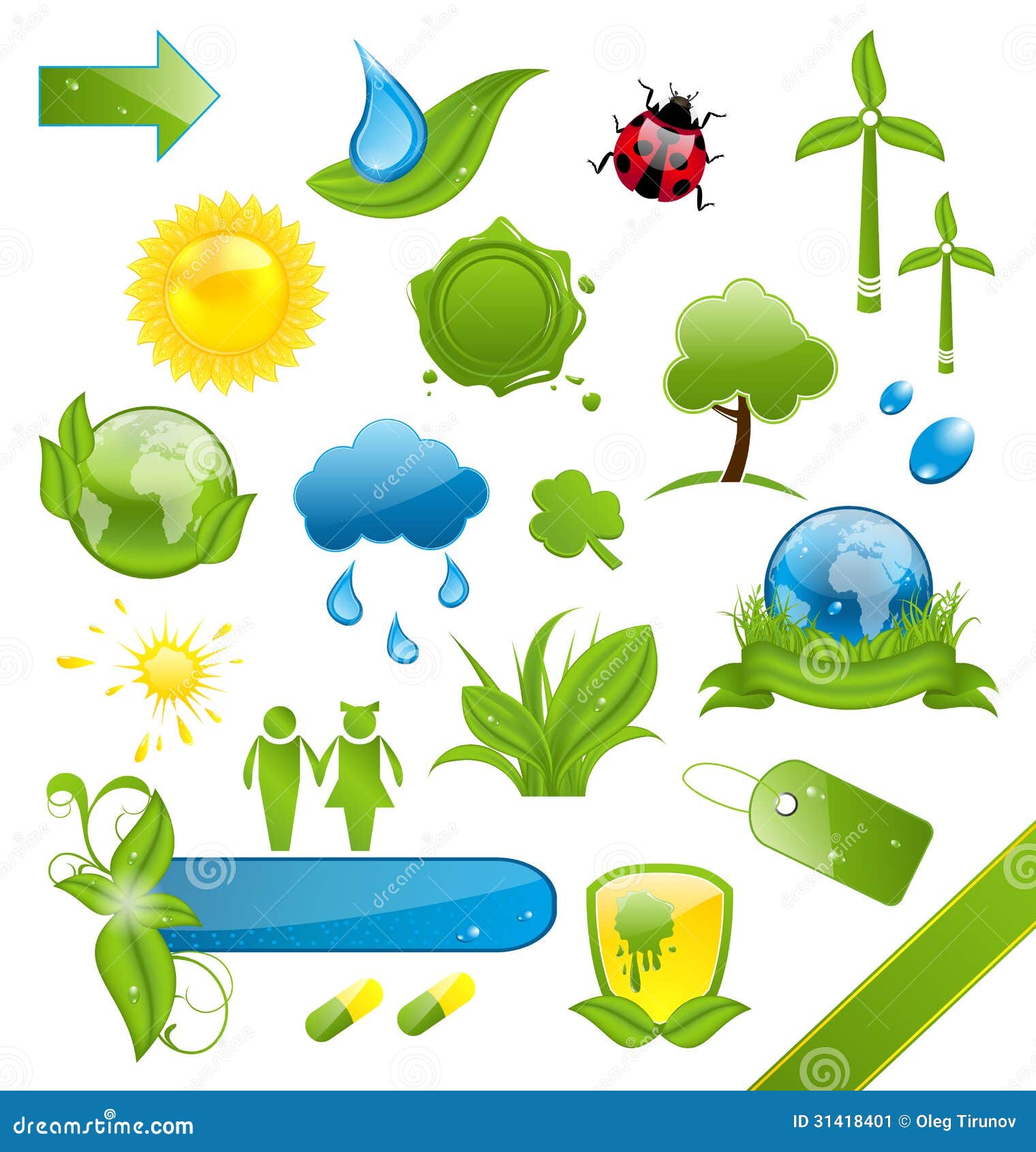 Set of green ecology icons stock vector. Illustration of globe - 31418401