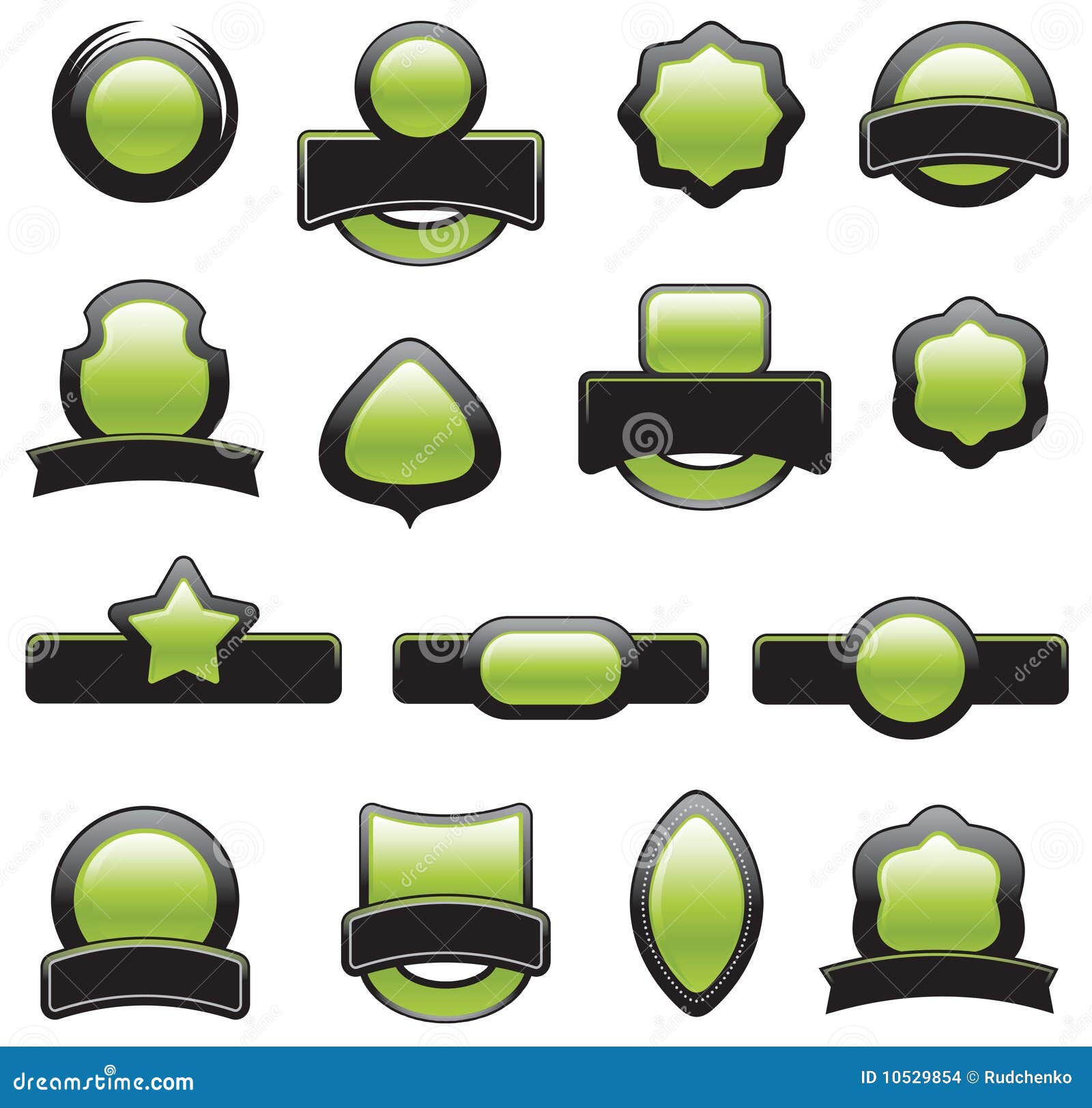 Set of green element stock vector. Illustration of announcement - 10529854