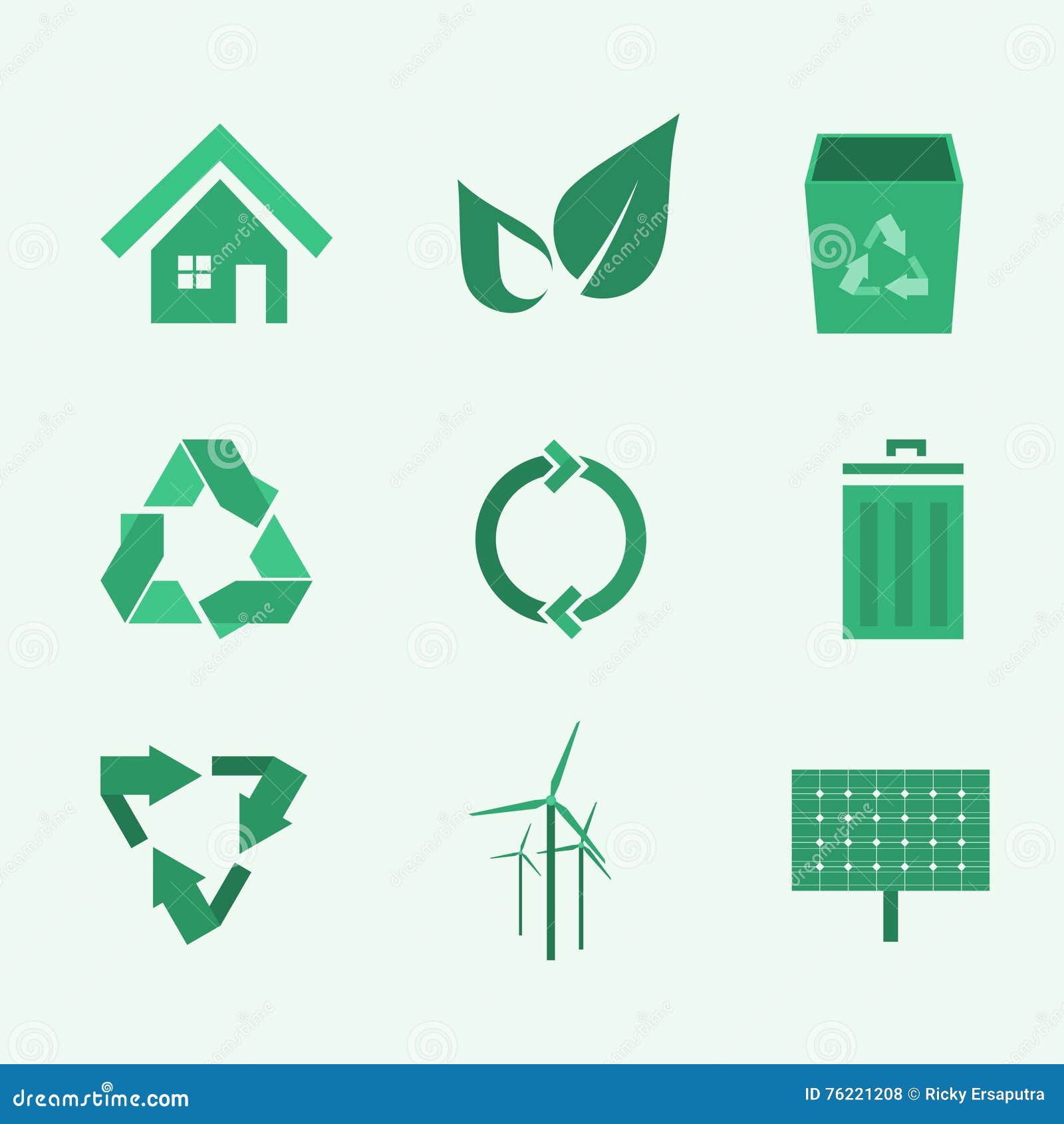Set of Green Environmental Icons Stock Vector - Illustration of icon ...