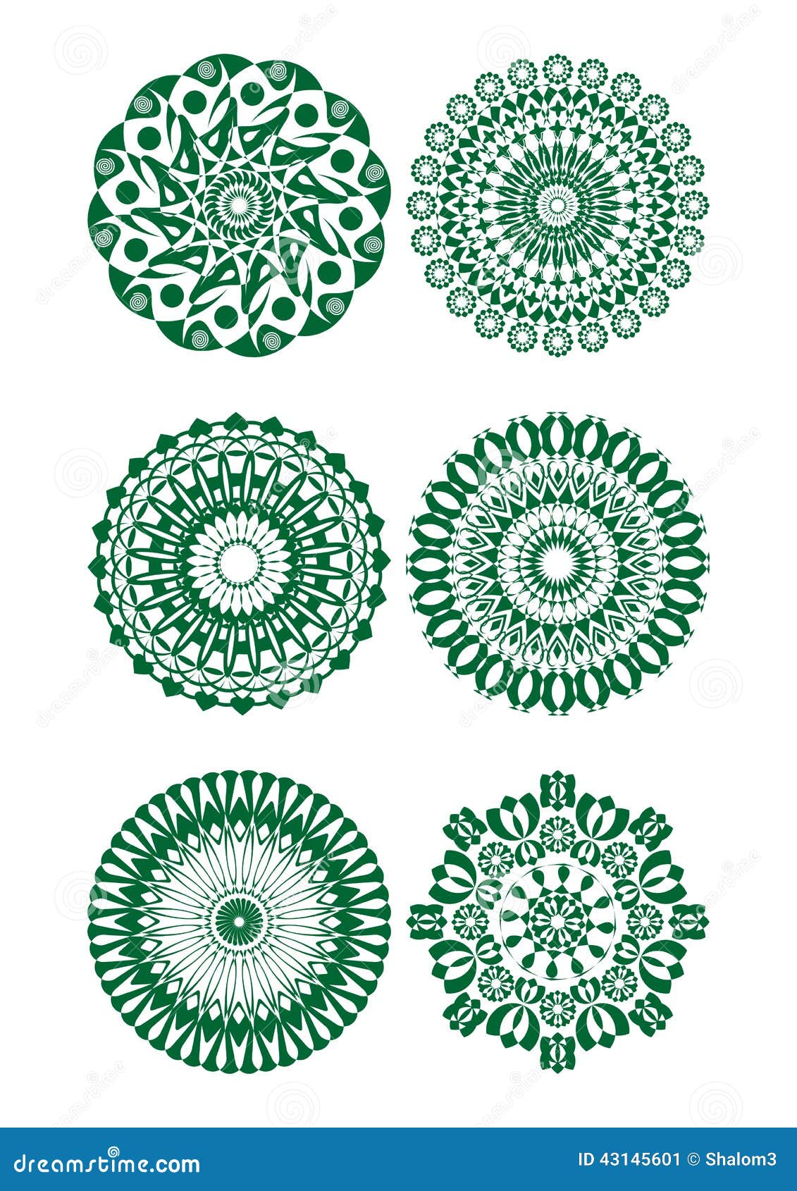 A Set of Green Fine Circle Patterns Stock Vector - Illustration of ...