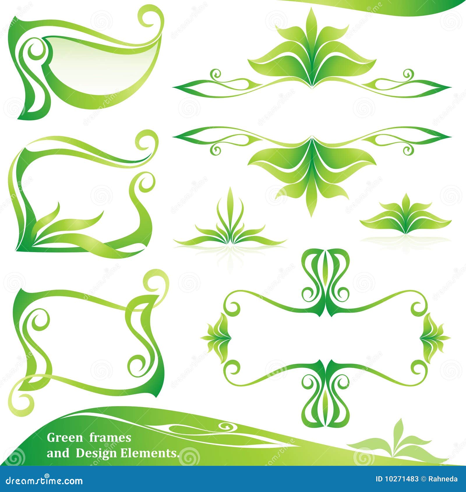 Set of Green Frames and Design Elements. Stock Vector - Illustration of ...