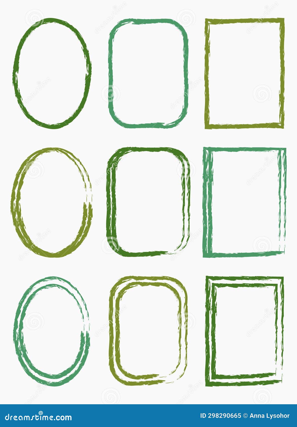 Set of Green Frames. Vector Frames Isolated on White Stock Vector ...