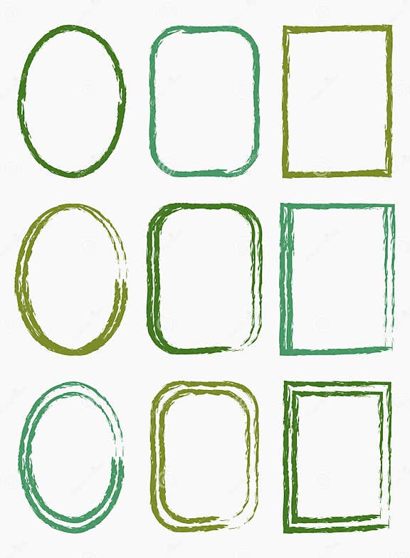 Set of Green Frames. Vector Frames Isolated on White Stock Vector ...