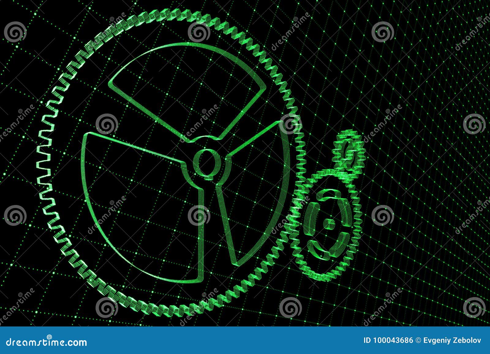 Set of Green Gears and Cogs on Virtual Screen Stock Illustration ...