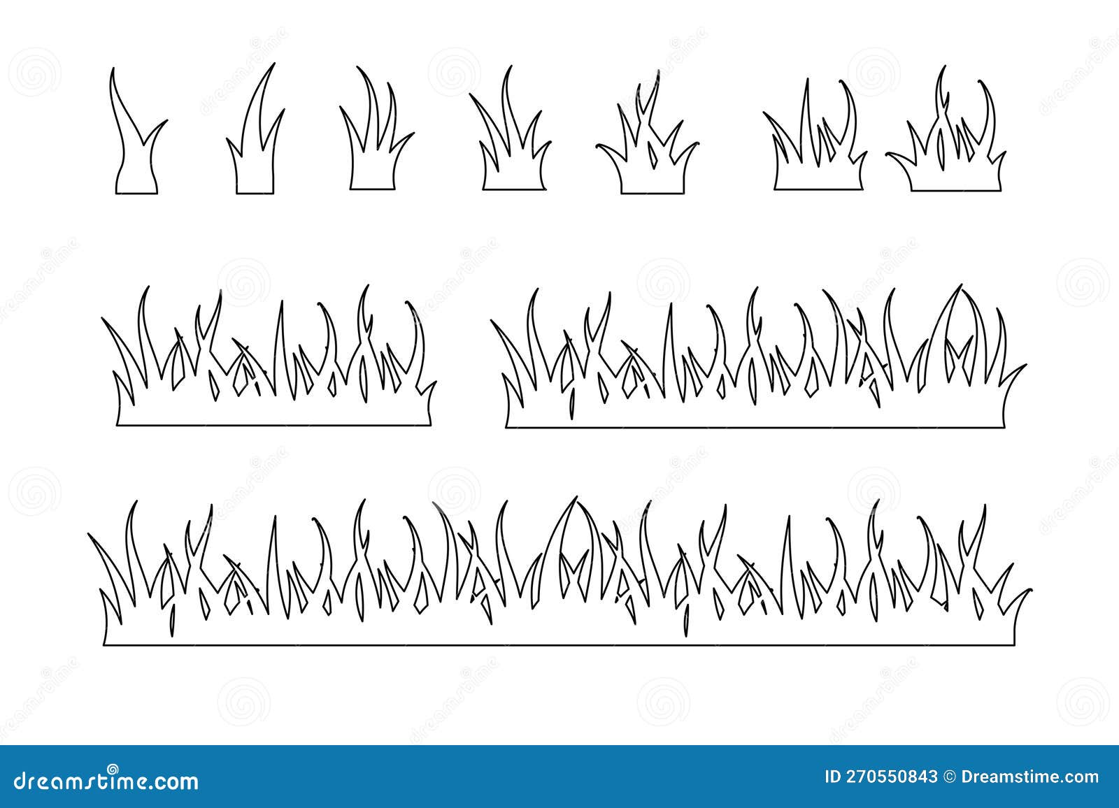 Set of Green Grass Isolated. Grass Tuft and Seamless Horizontal Green ...