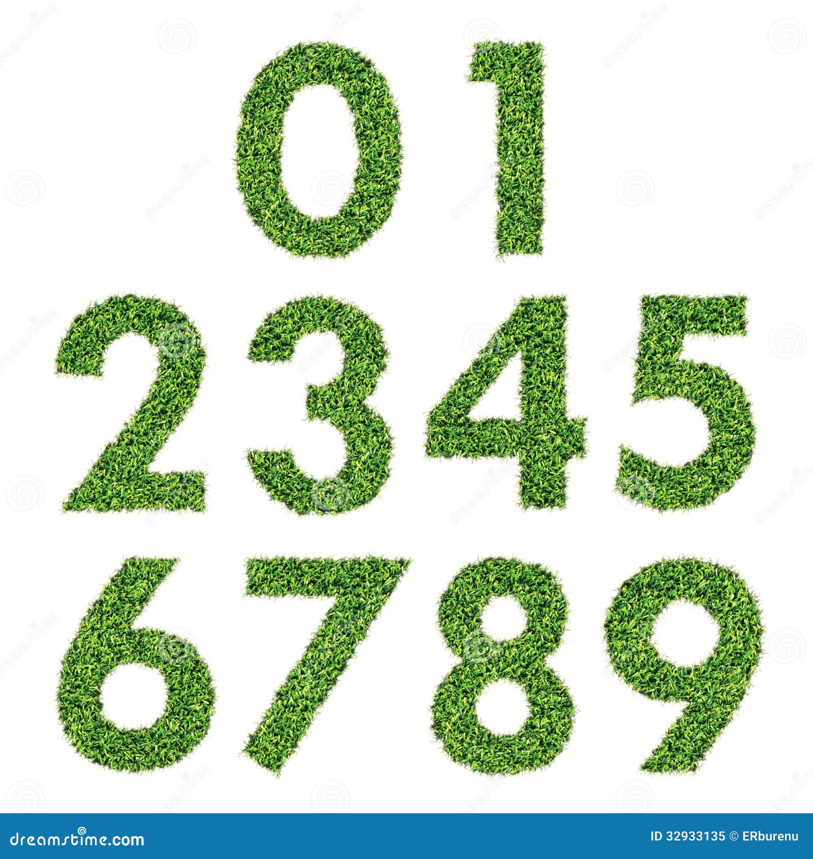 Set of Green Grass Numbers stock illustration. Illustration of ...