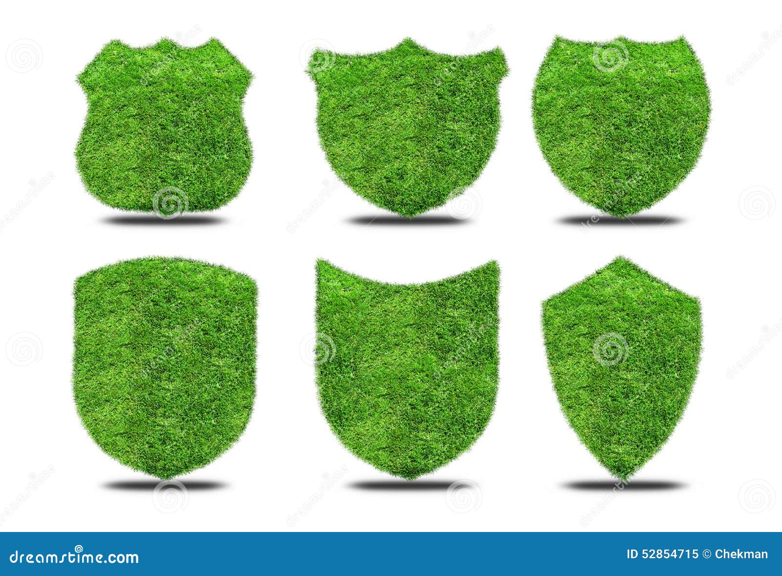 Set Green Grass Shields on White Background Stock Illustration ...