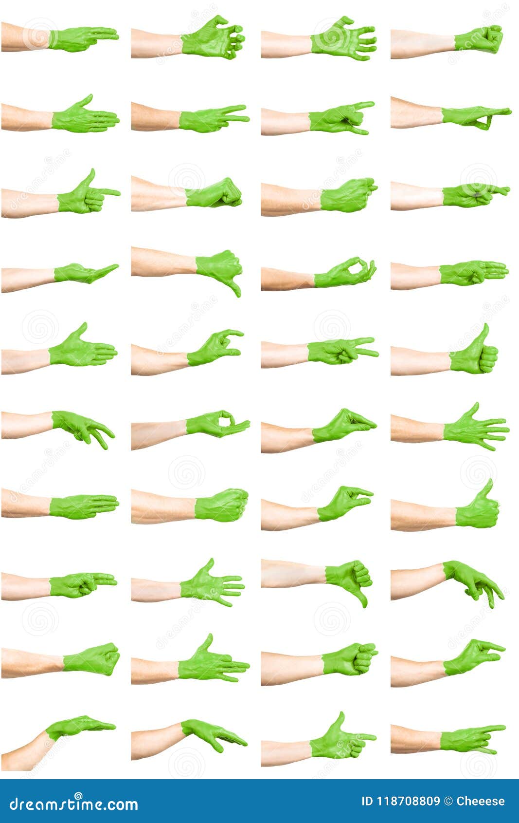 Set of green hand gestures stock image. Image of happiness - 118708809