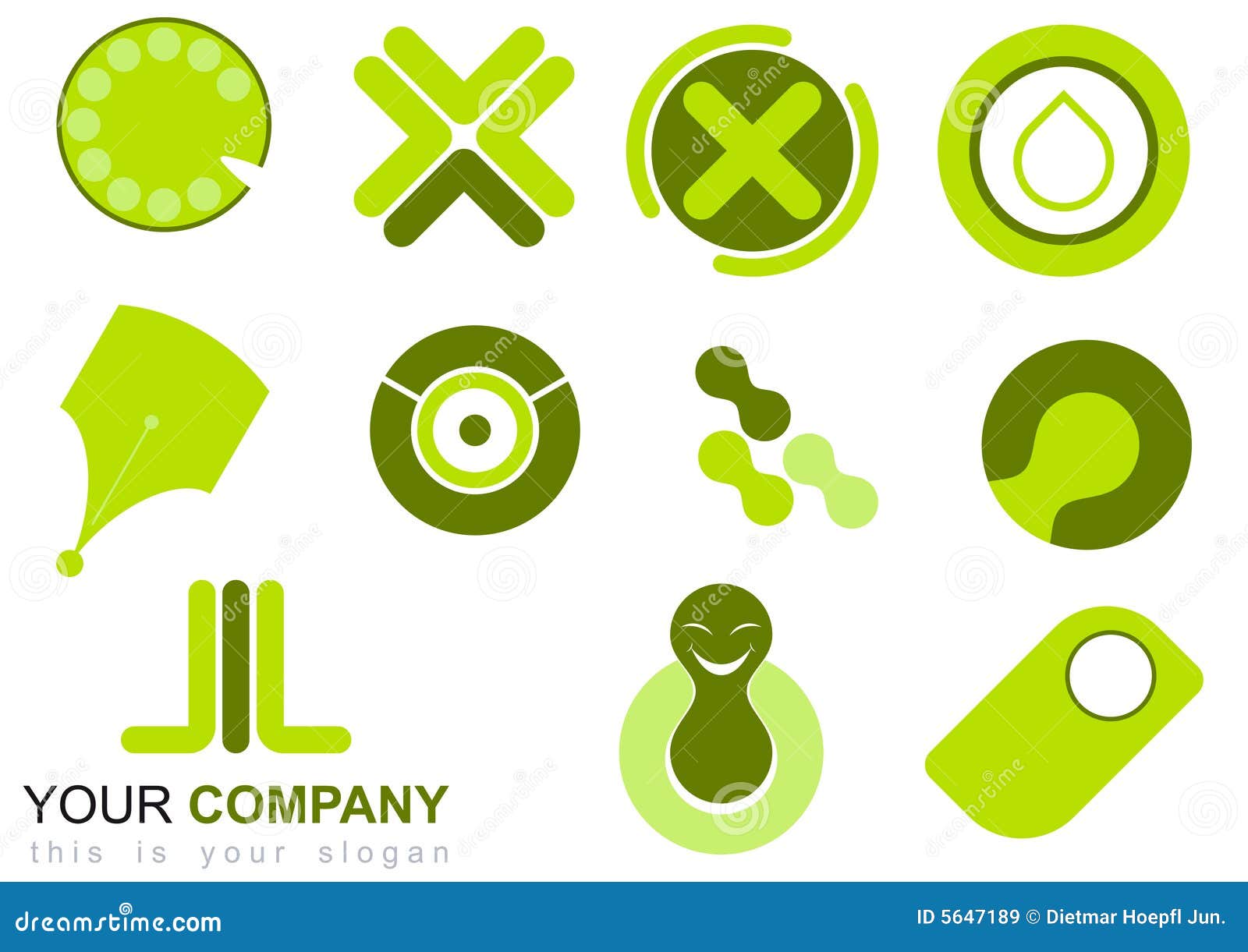 Set of green icons stock vector. Illustration of abstract - 5647189