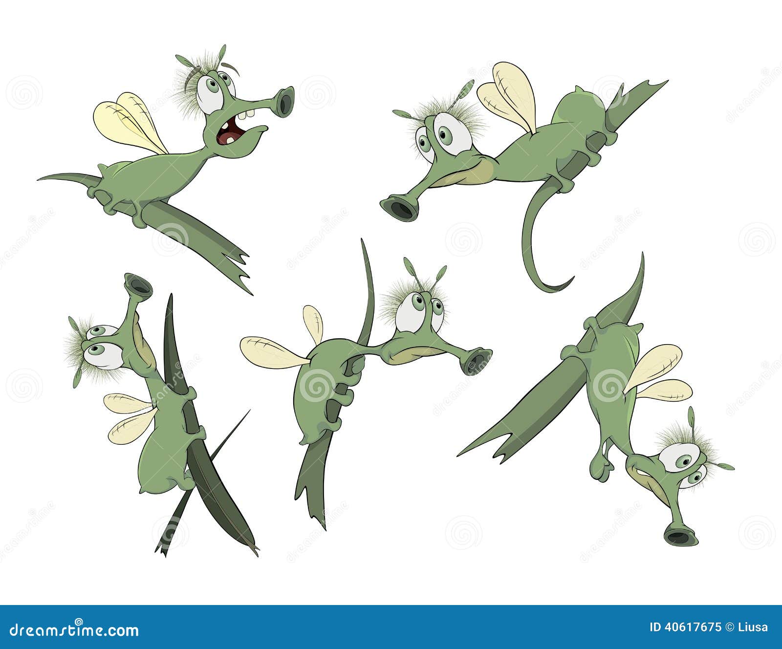 Set of Green Insects Cartoons Stock Vector - Illustration of leaf ...
