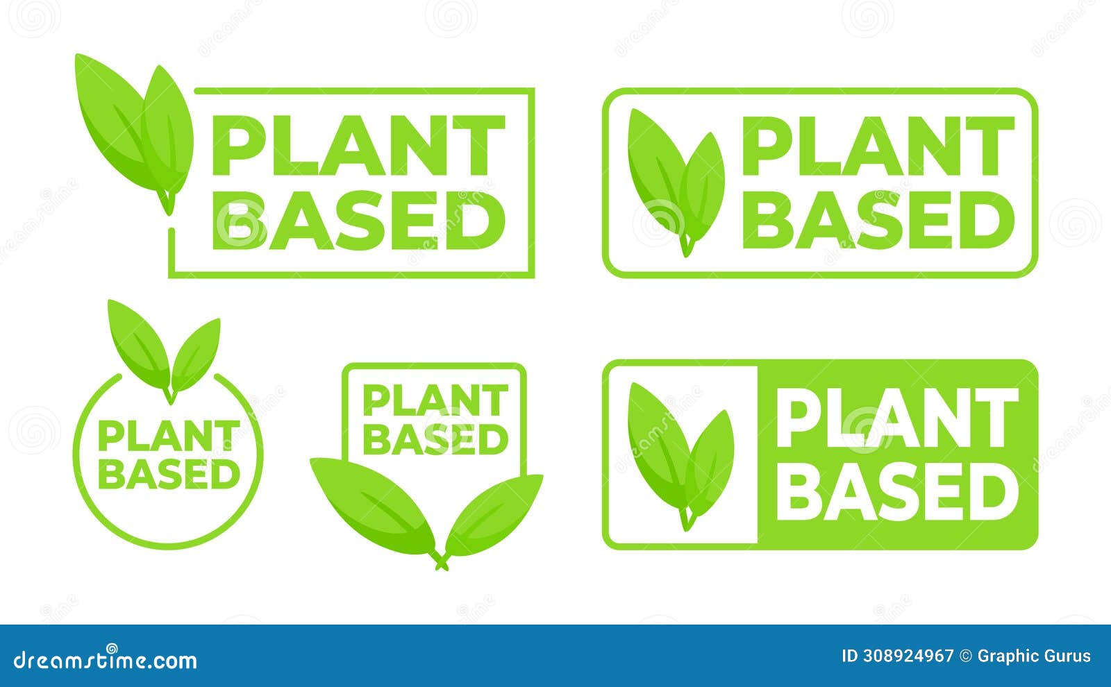 Set of Green Labels with Plant Based Text. Vector Illustration Stock ...