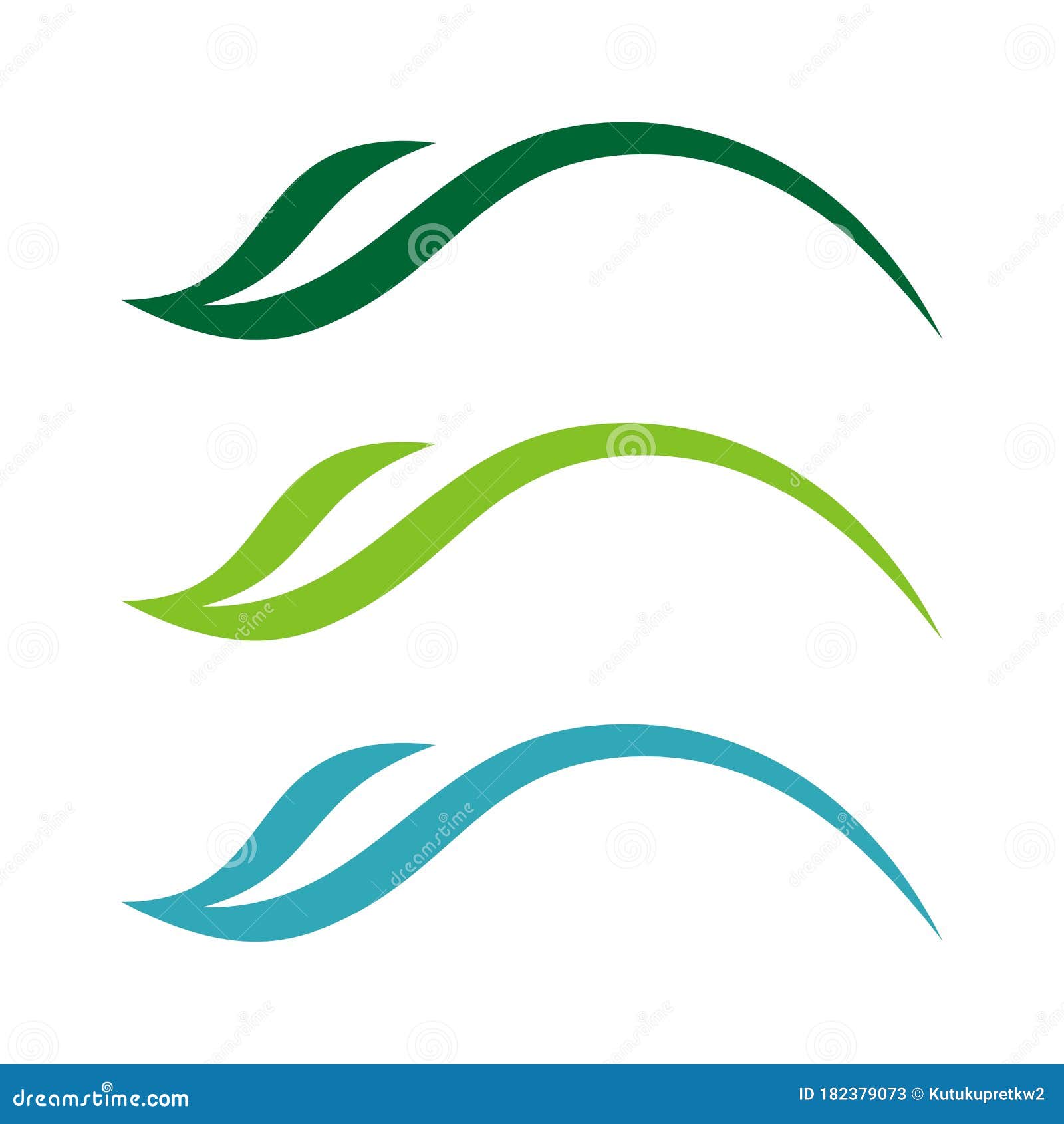 Set Green Leaf Long Stem Logo Template Illustration Design. Vector EPS ...