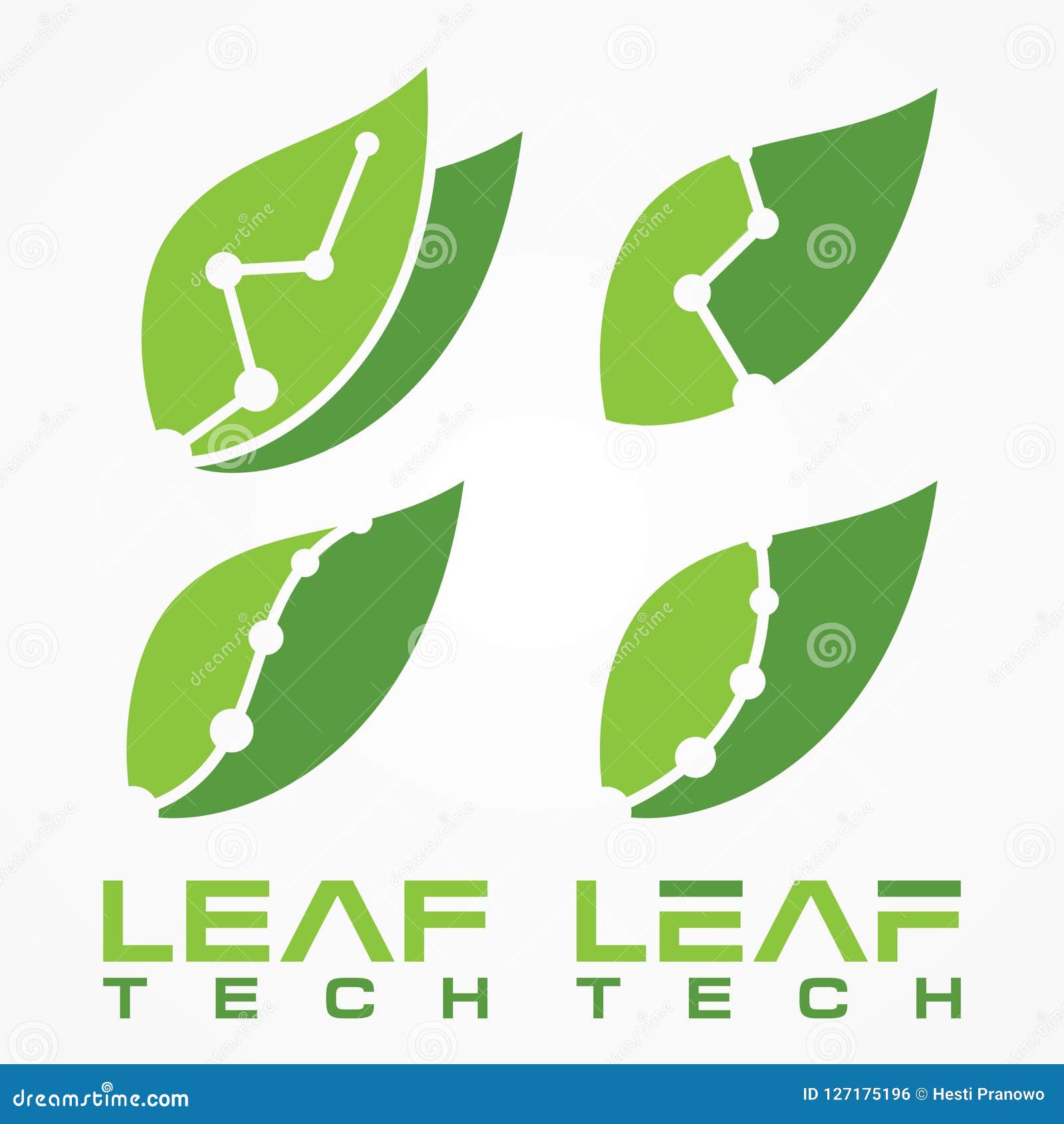 Set Green Leaf Technology Vector Icon with Letter Leaf Tech Stock ...